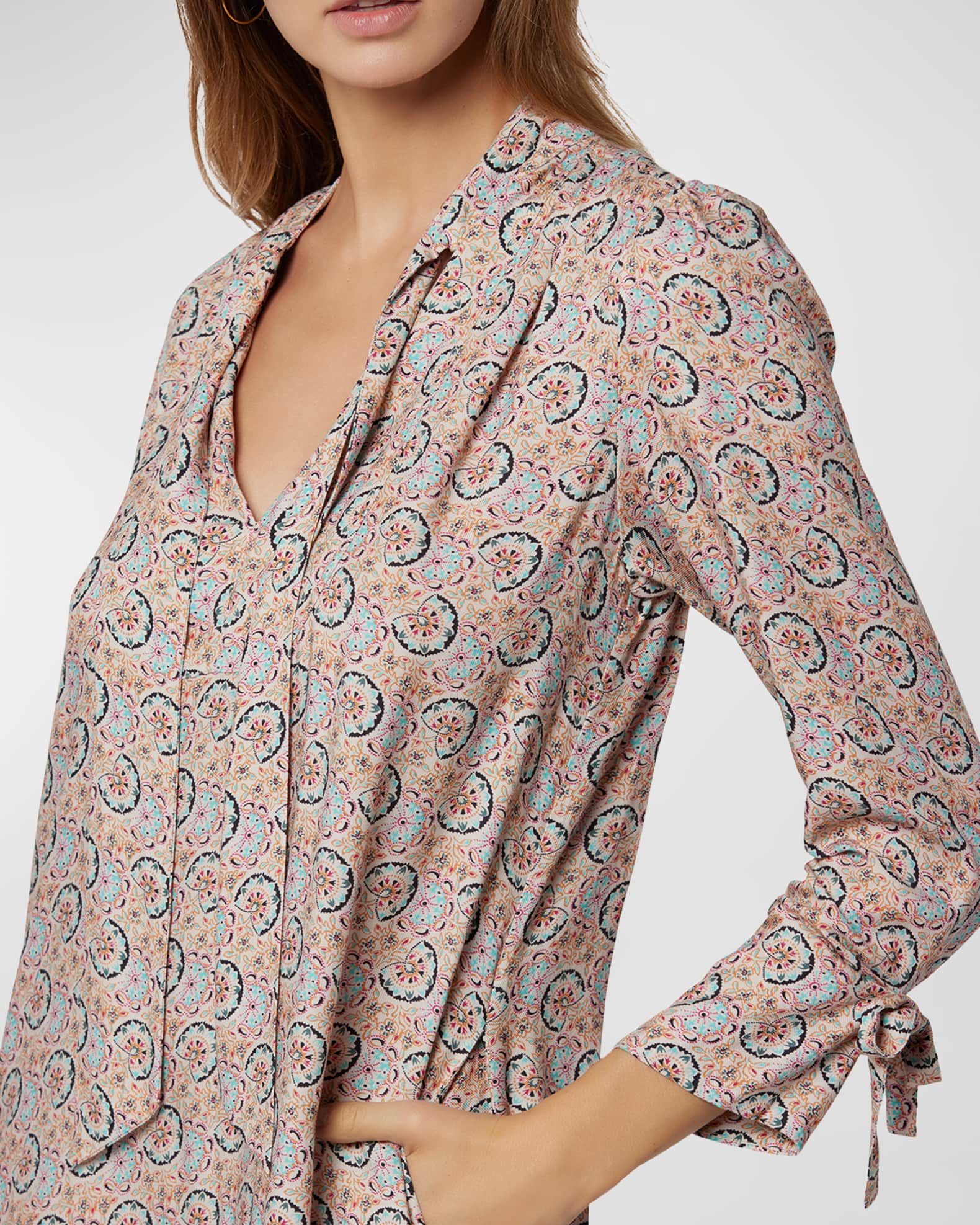 Joie Courtney Floral-Print 3/4-Sleeve Midi Dress | Neiman Marcus