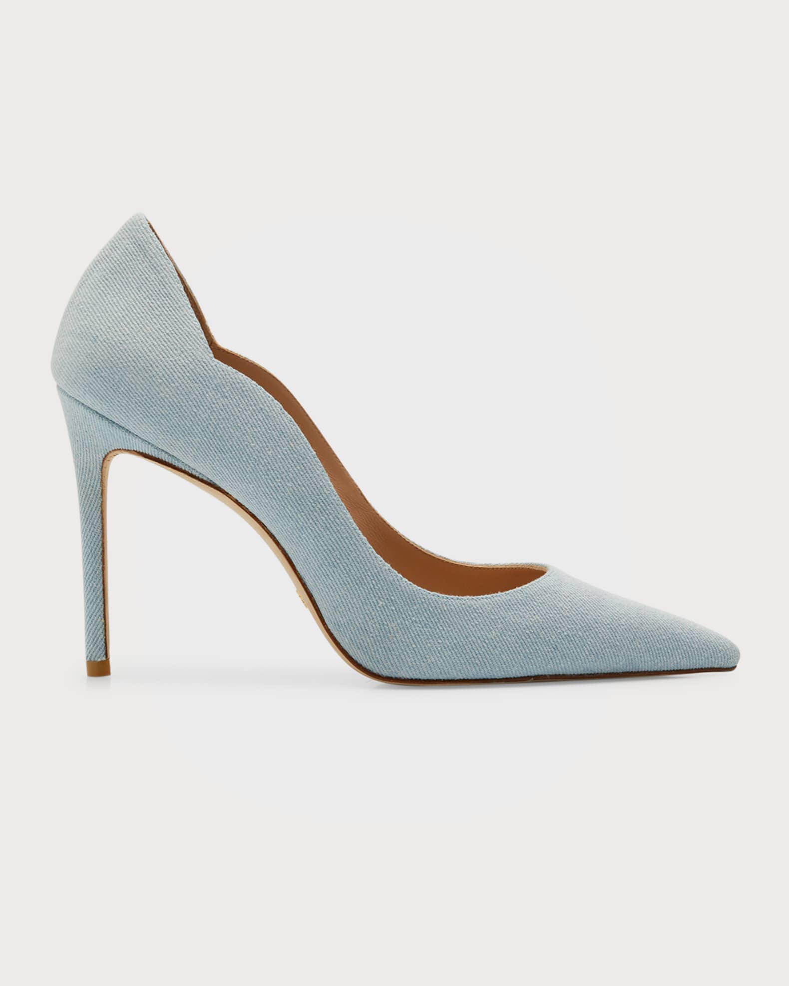 Stuart Weitzman Stuart Denim Scallop Pumps | Neiman Marcus