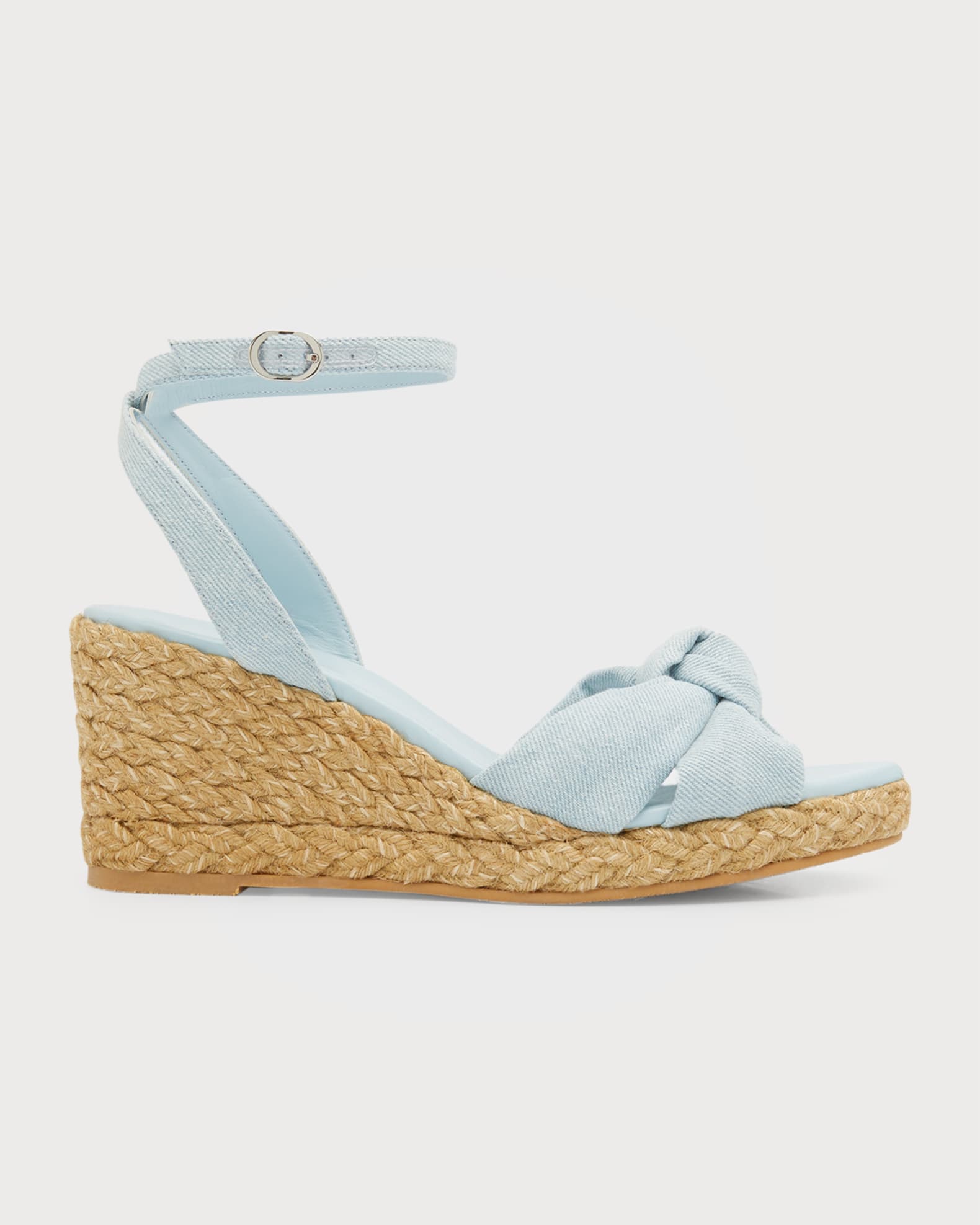 Stuart Weitzman Playa Knot Denim Wedge Espadrilles | Neiman Marcus