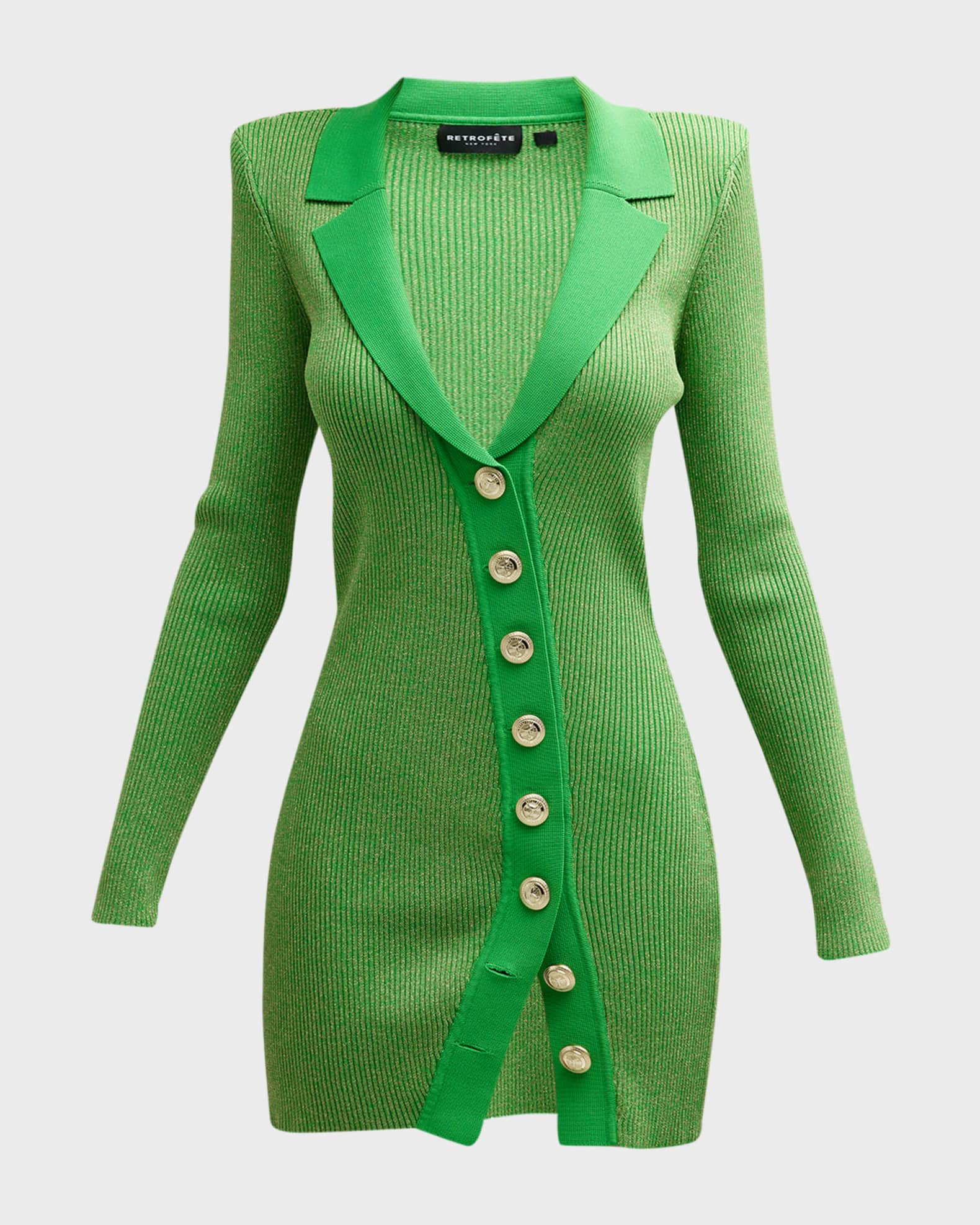 Retrofete Mimi Shimmery Rib-Knit Mini Dress | Neiman Marcus