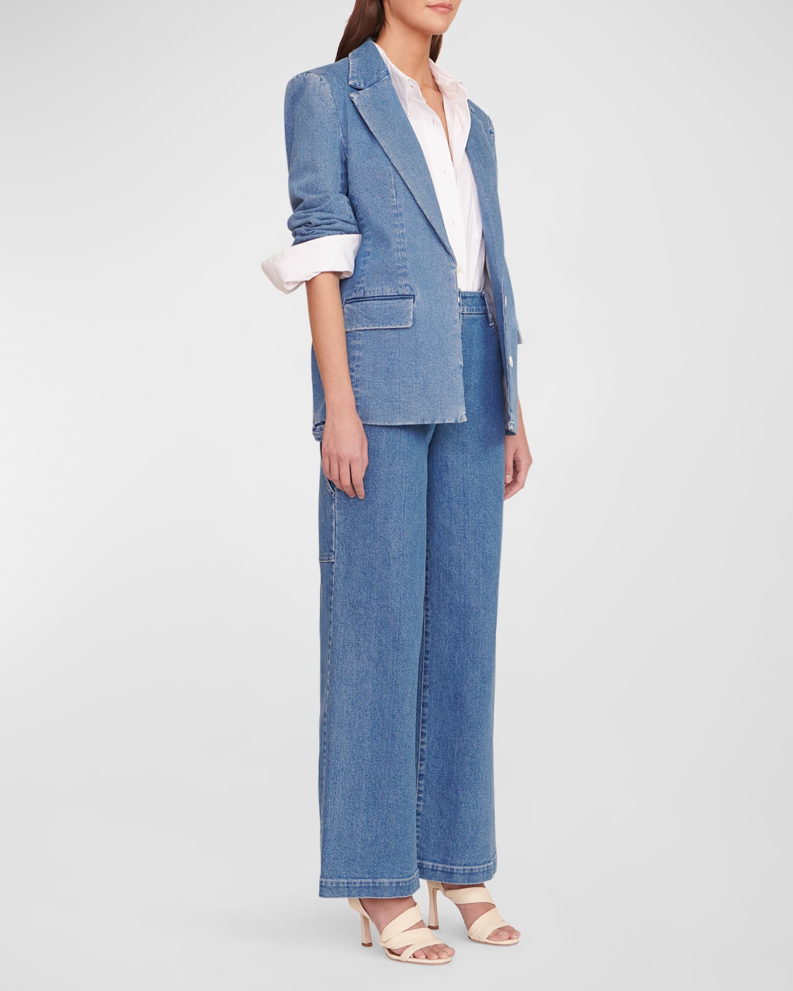 Staud Maxwell Tailored Denim Blazer | Neiman Marcus