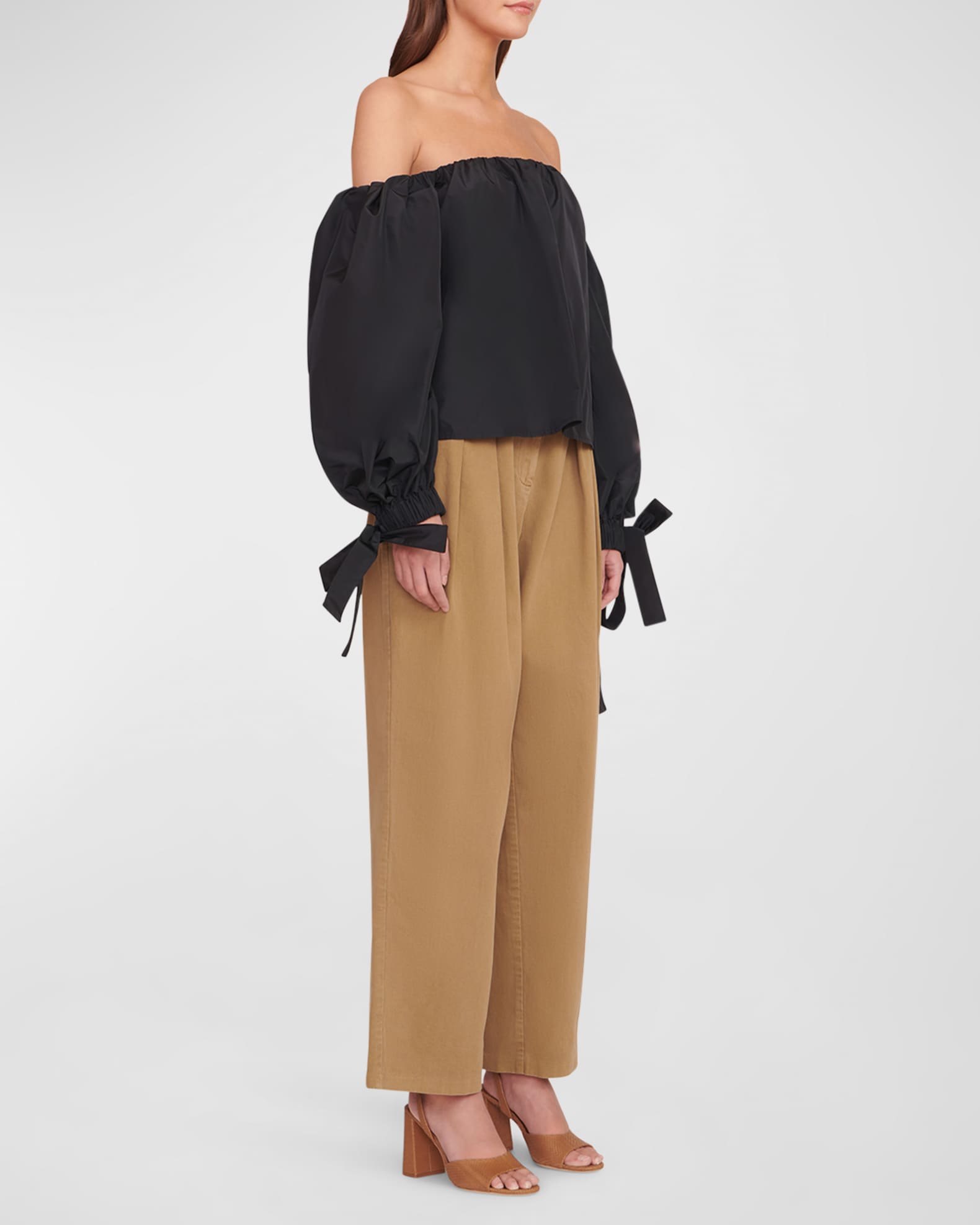 Staud Colby Off-Shoulder Balloon-Sleeve Top | Neiman Marcus