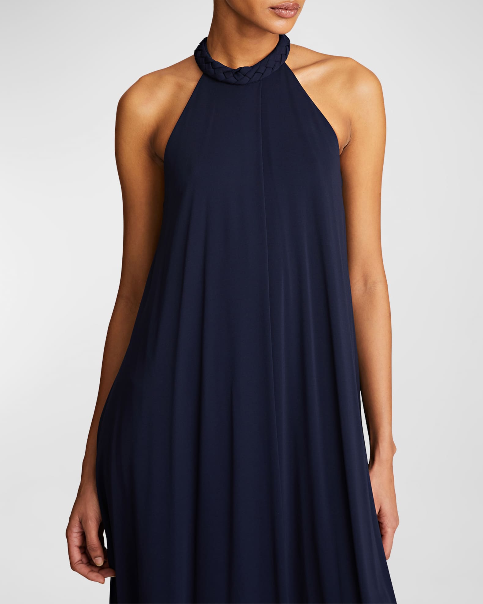 Halston Marie Asymmetric Jersey Halter Dress | Neiman Marcus
