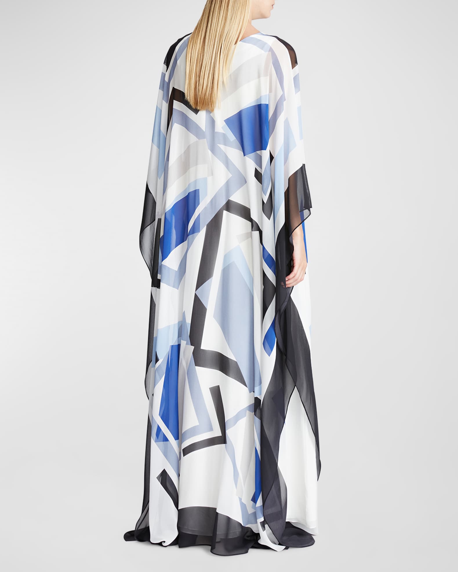 Halston Selene Geometric-Print Keyhole Caftan | Neiman Marcus