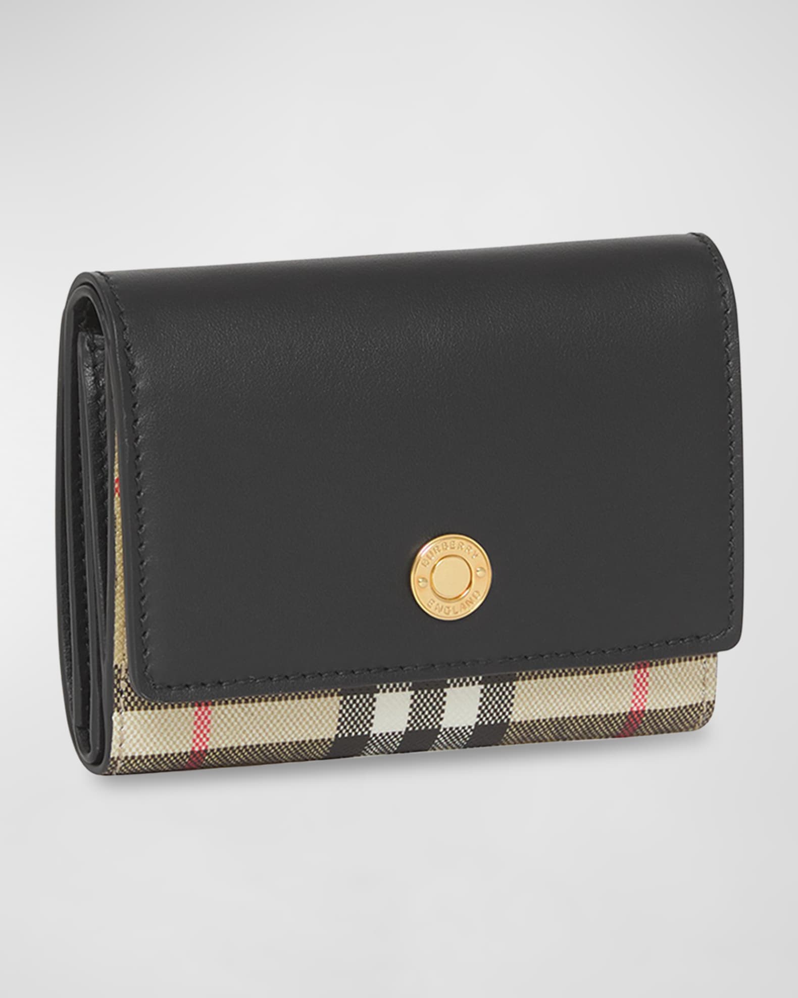 Burberry Lancaster Vintage Check Trifold Wallet | Neiman Marcus