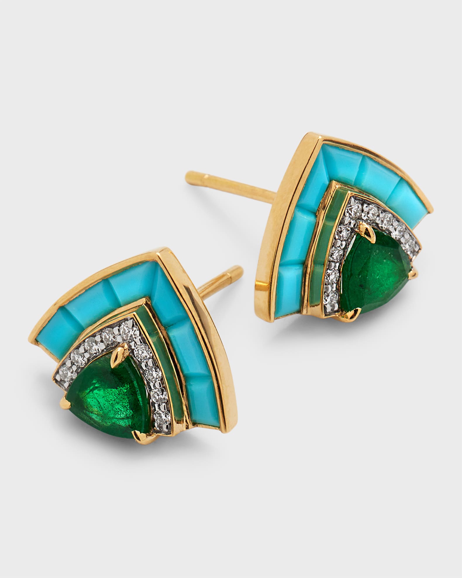 Emily P. Wheeler Tiered Stud Earrings in 18K Yellow Gold with Emeralds ...