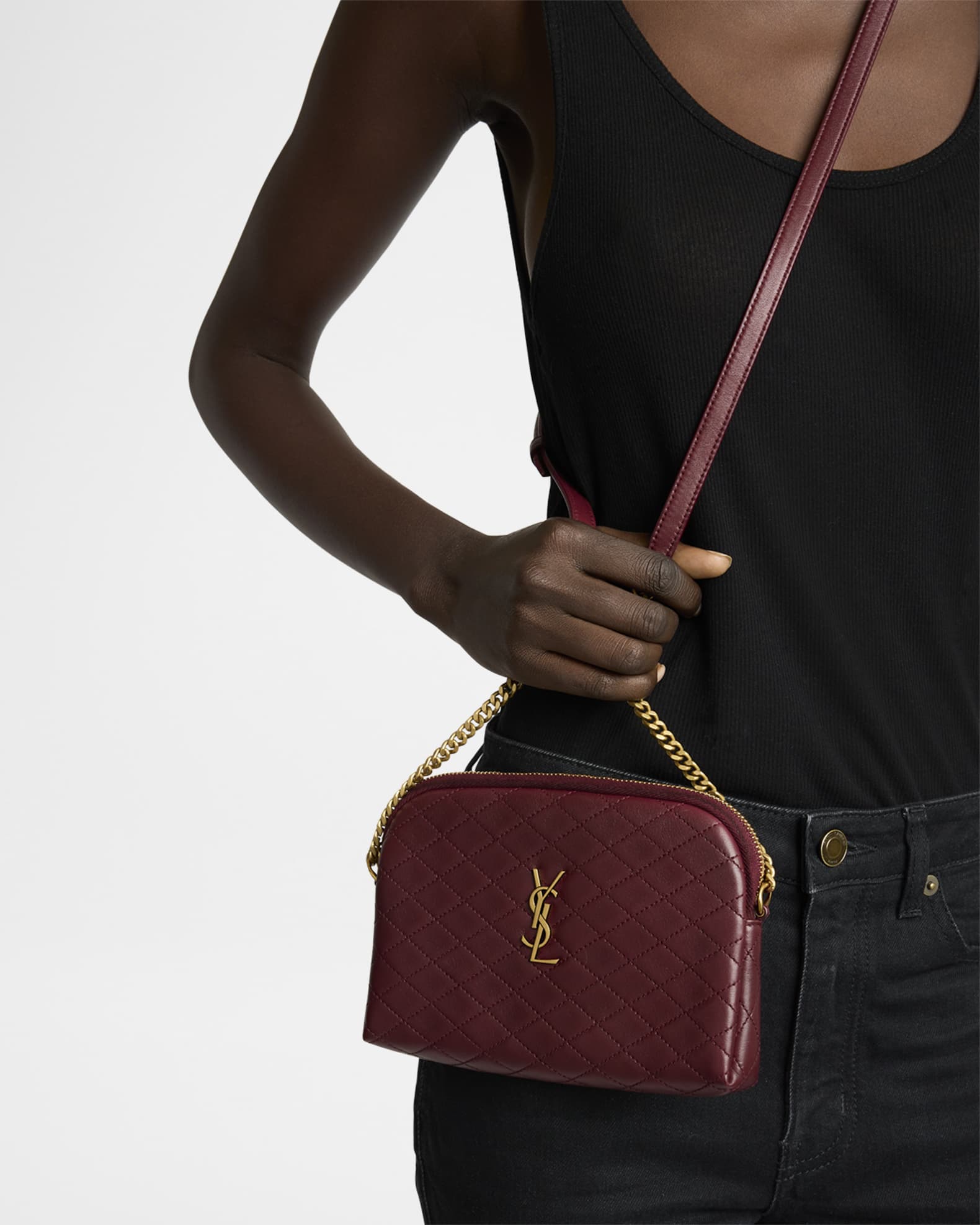 Saint Laurent Gaby Mini YSL Crossbody Bag in Quilted Leather | Neiman ...