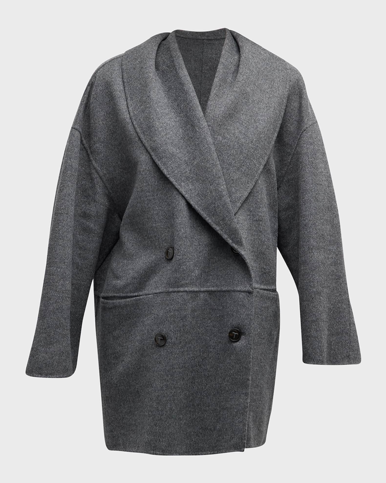 Toteme Oversized Double-Breasted Brushed Wool Jacket | Neiman Marcus
