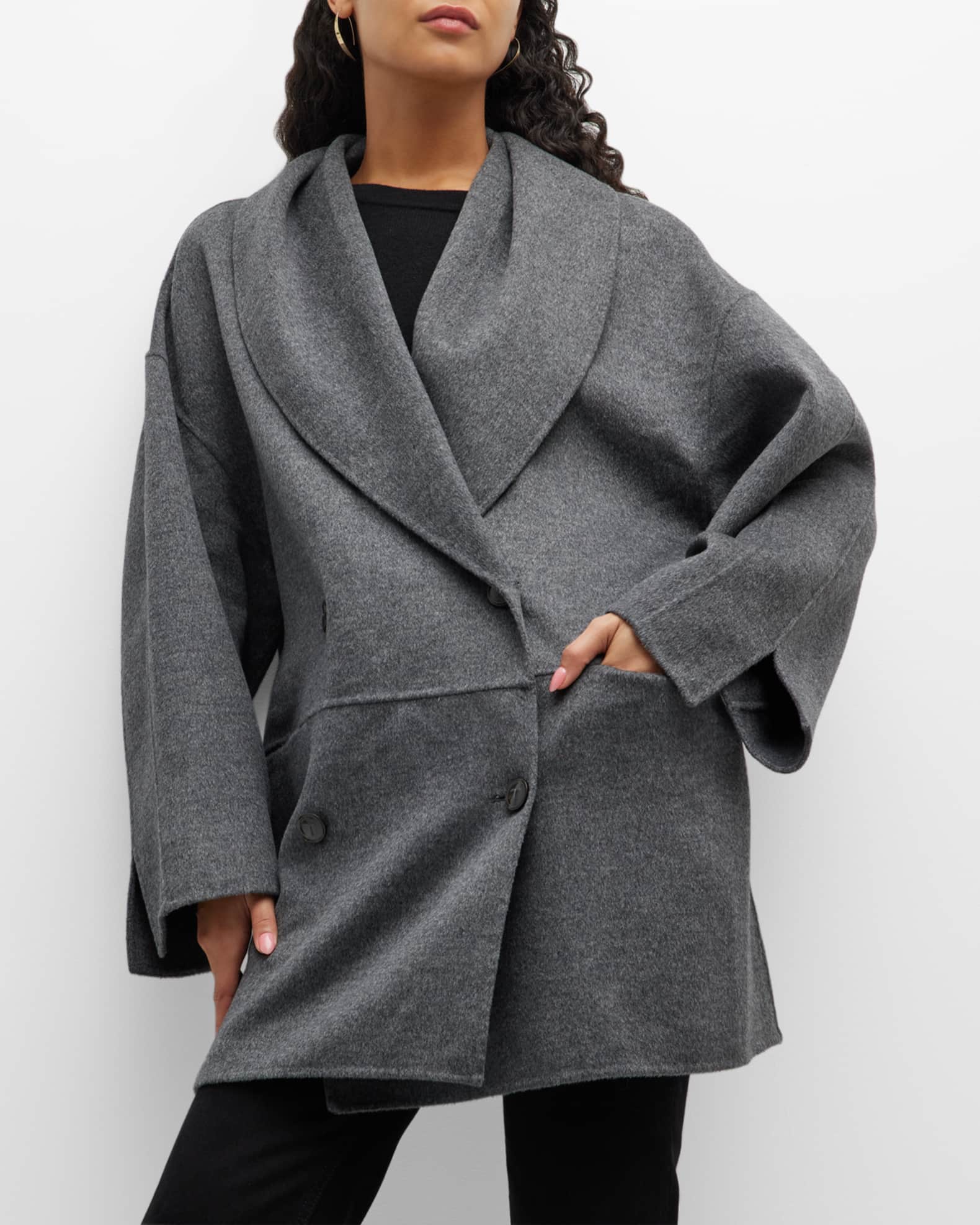 Toteme Oversized Double-Breasted Brushed Wool Jacket | Neiman Marcus