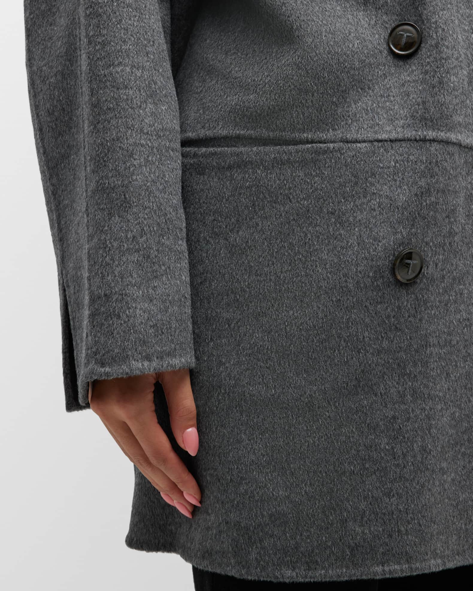 Toteme Oversized Double-Breasted Brushed Wool Jacket | Neiman Marcus