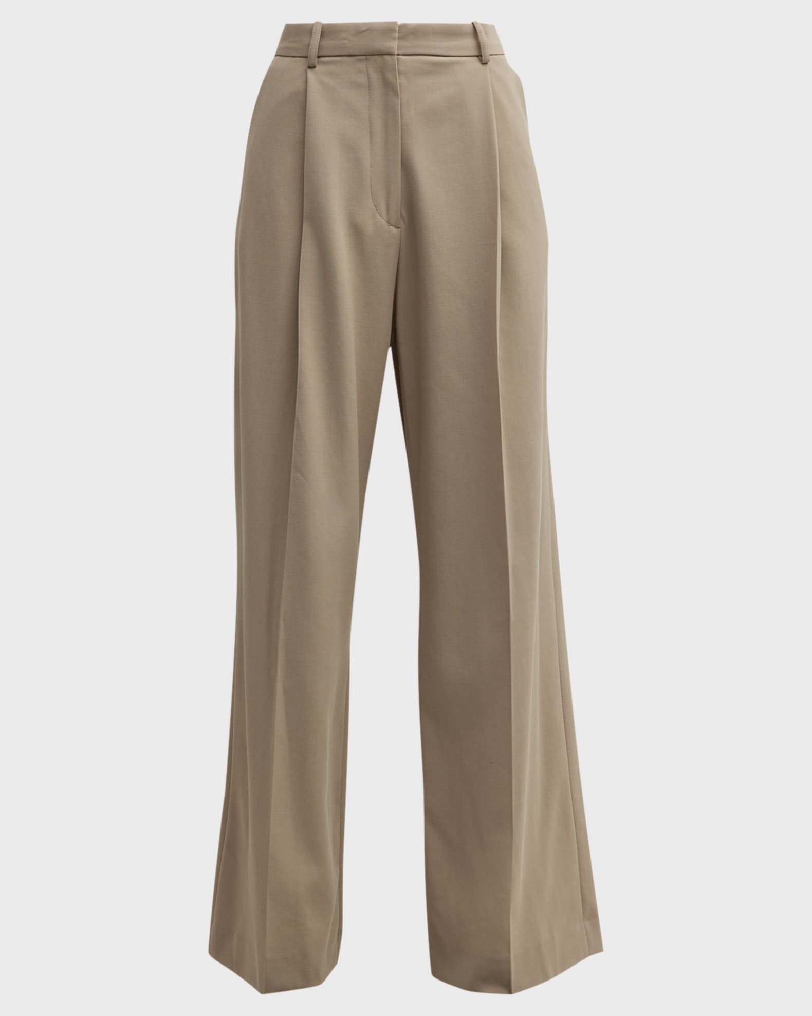 Toteme Deep Pleated Wide-Leg Trousers | Neiman Marcus