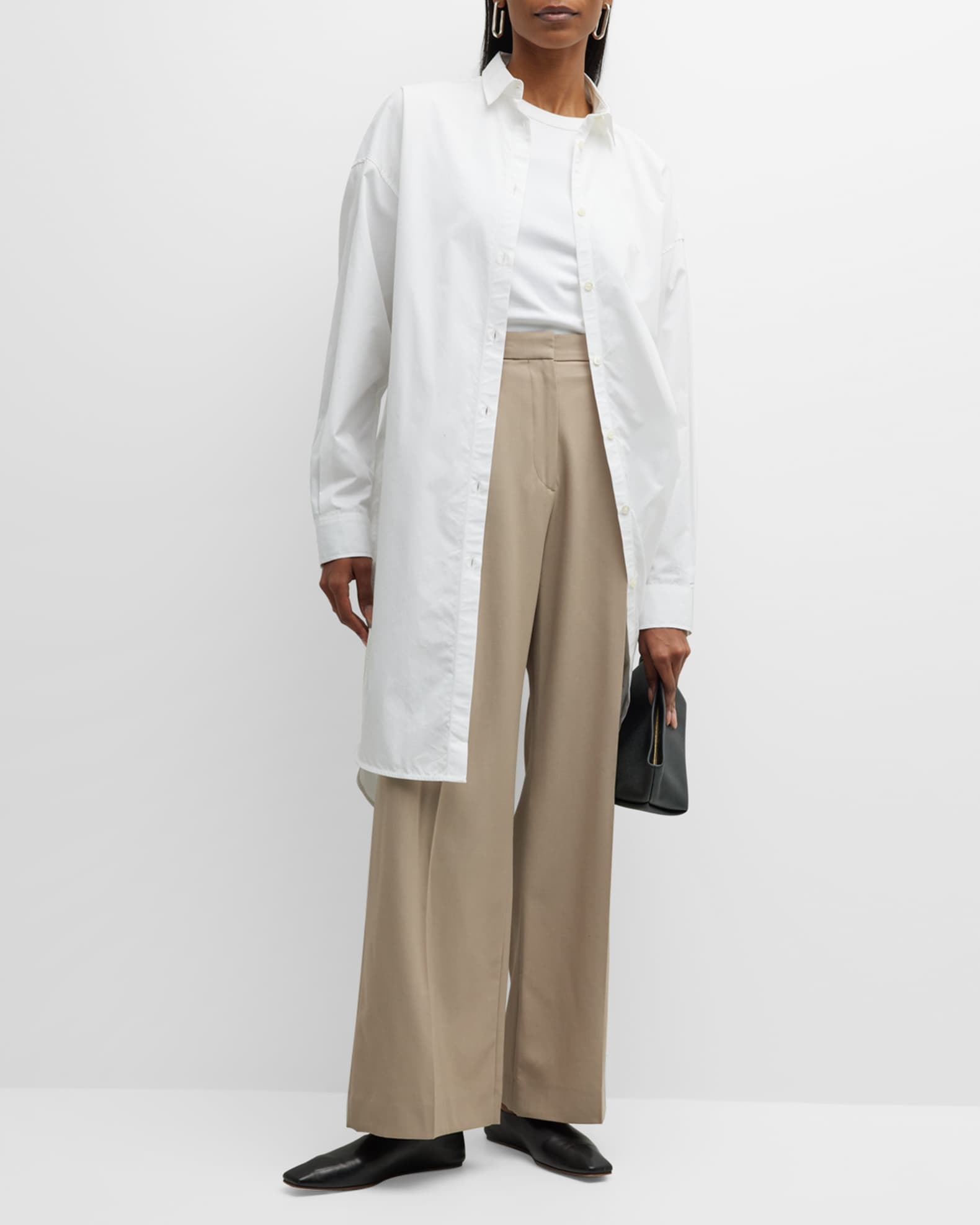 Toteme Deep Pleated Wide-Leg Trousers | Neiman Marcus