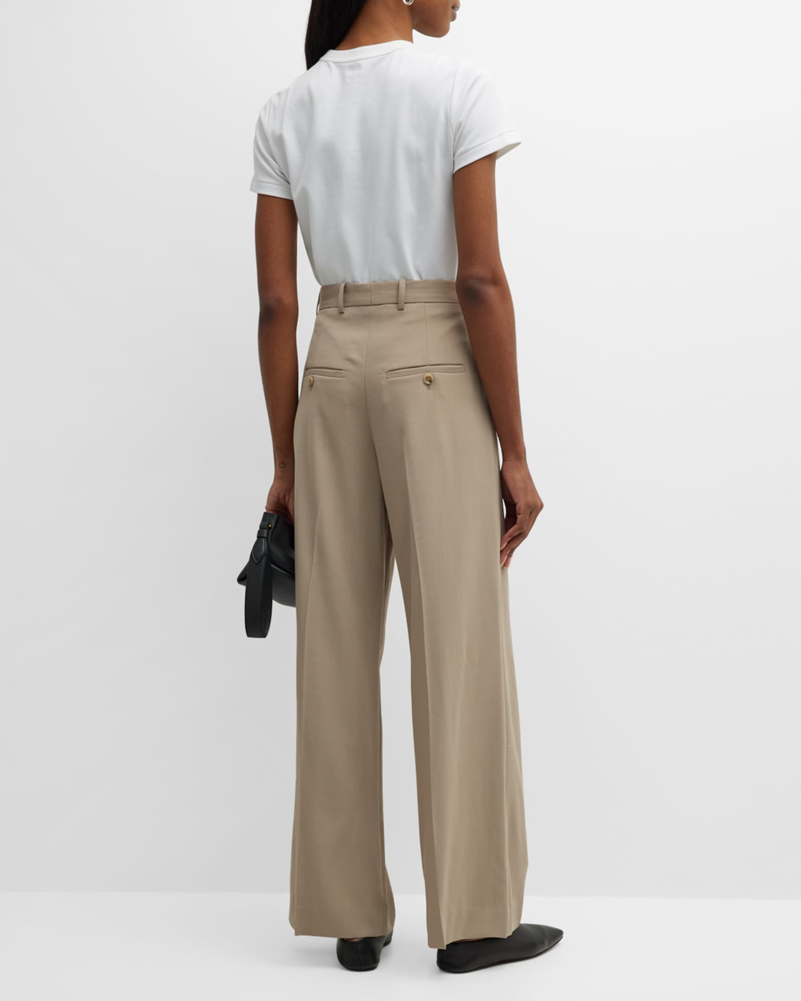Toteme Deep Pleated Wide-Leg Trousers | Neiman Marcus