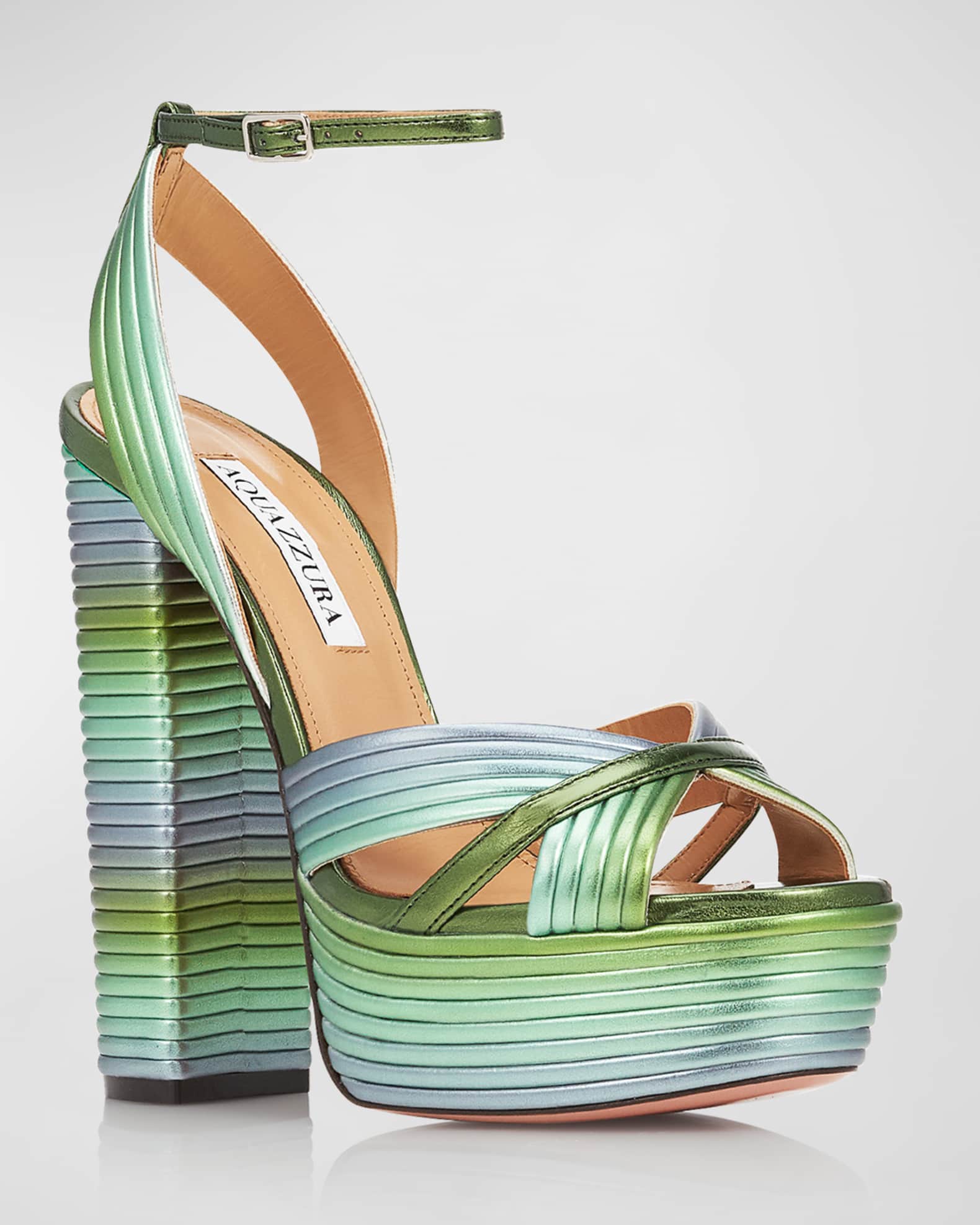 Aquazzura Sundance Plateau Metallic Platform Sandals | Neiman Marcus