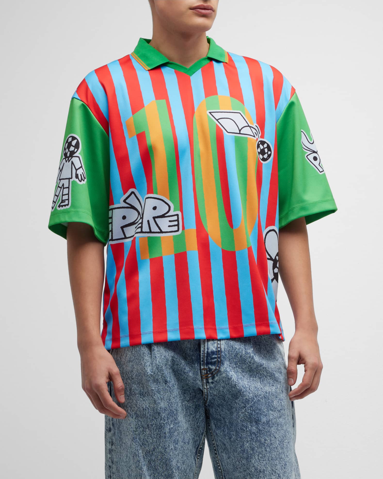 le PERE x Bráulio Amado Men's FC Amado Home Kit Jersey Polo Shirt | Neiman Marcus