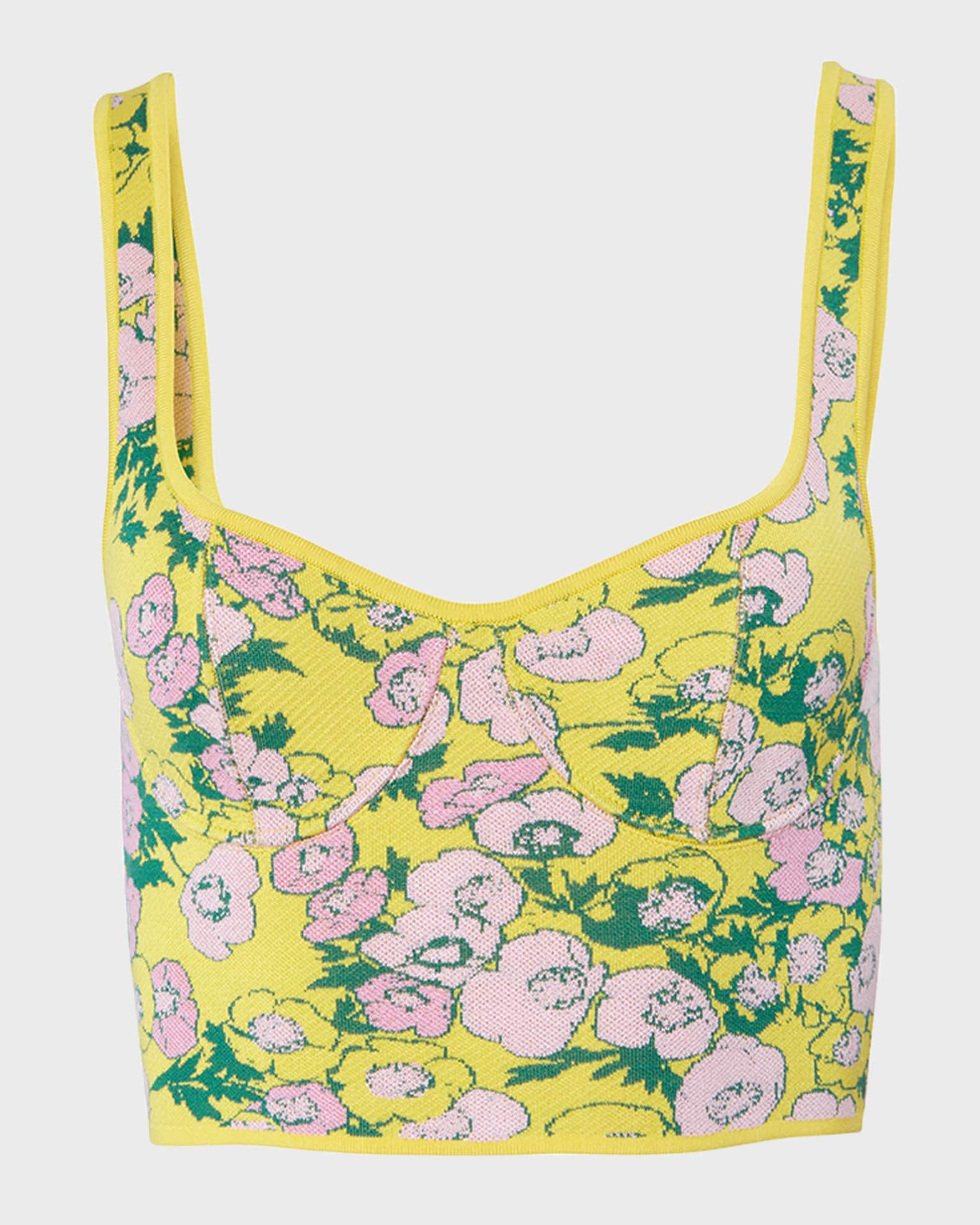 Carolina Herrera Floral Bustier Crop Top | Neiman Marcus