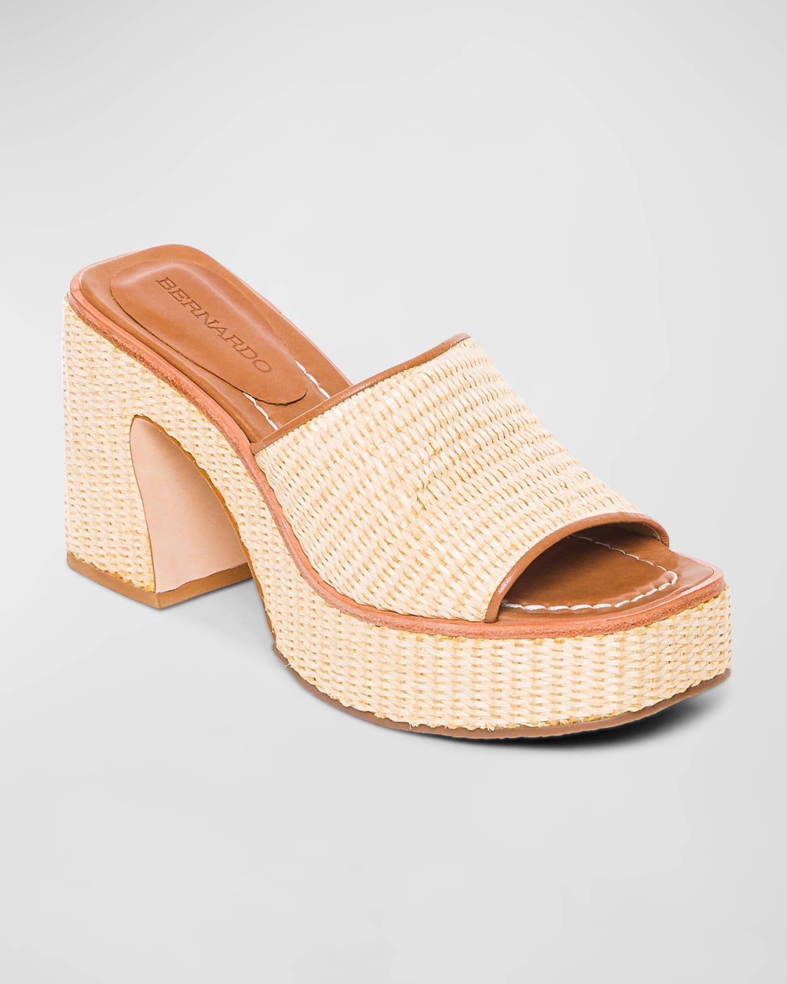 Bernardo Kenny Raffia Platform Mule Sandals | Neiman Marcus