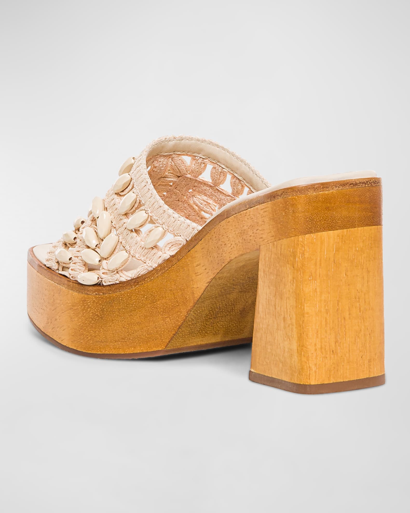 Bernardo Knox Raffia Bead Mule Sandals | Neiman Marcus