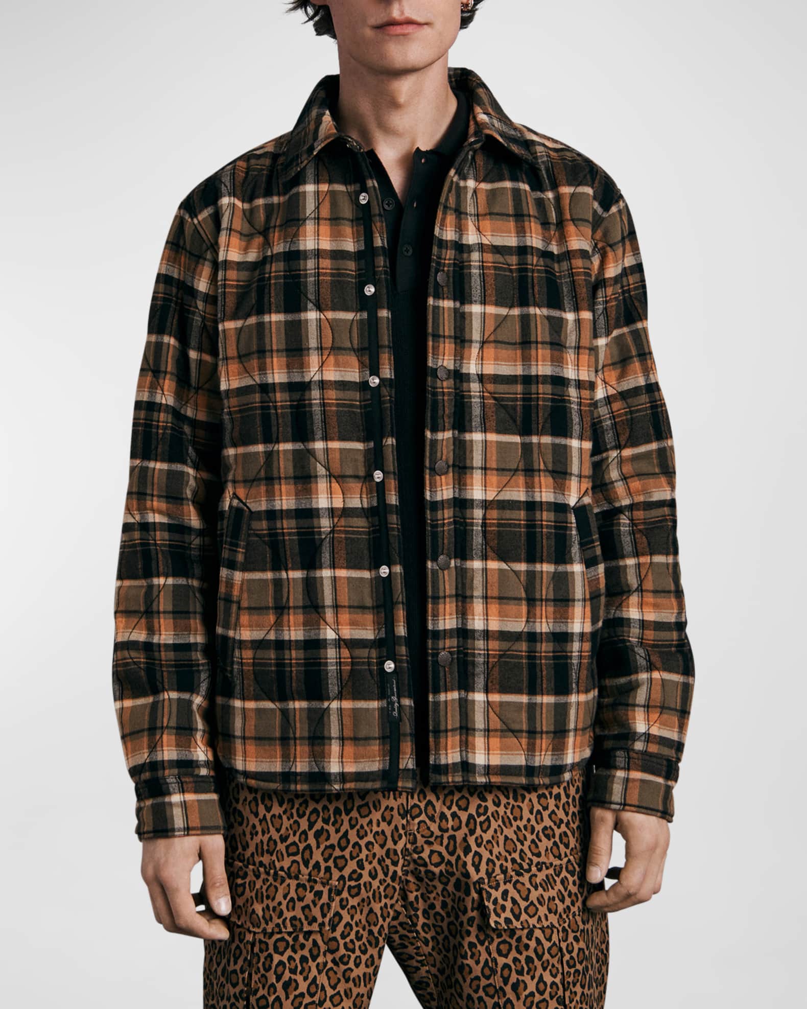 Rag & Bone Men's Dane Quilted Flannel Overshirt | Neiman Marcus
