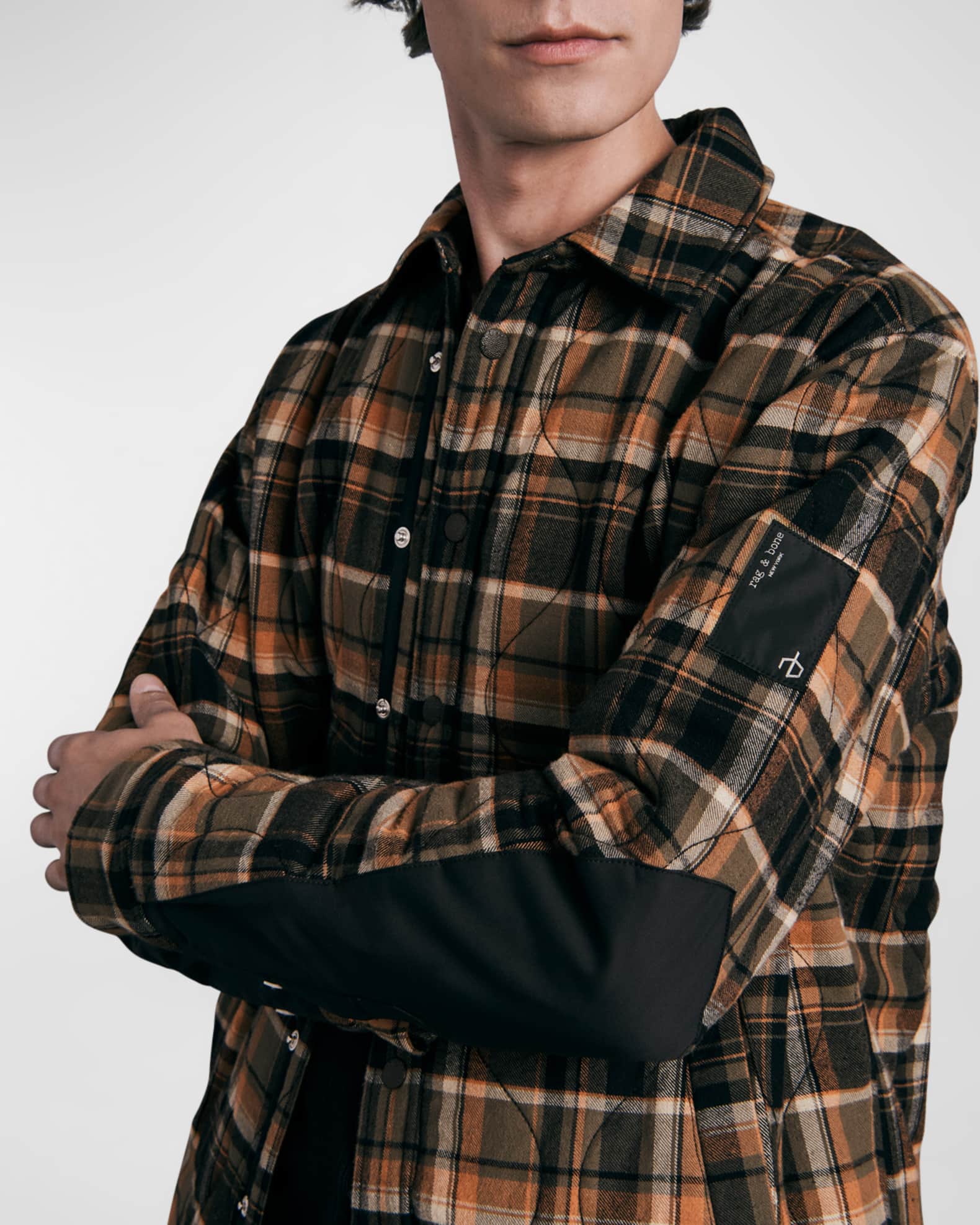 Rag & Bone Men's Dane Quilted Flannel Overshirt | Neiman Marcus