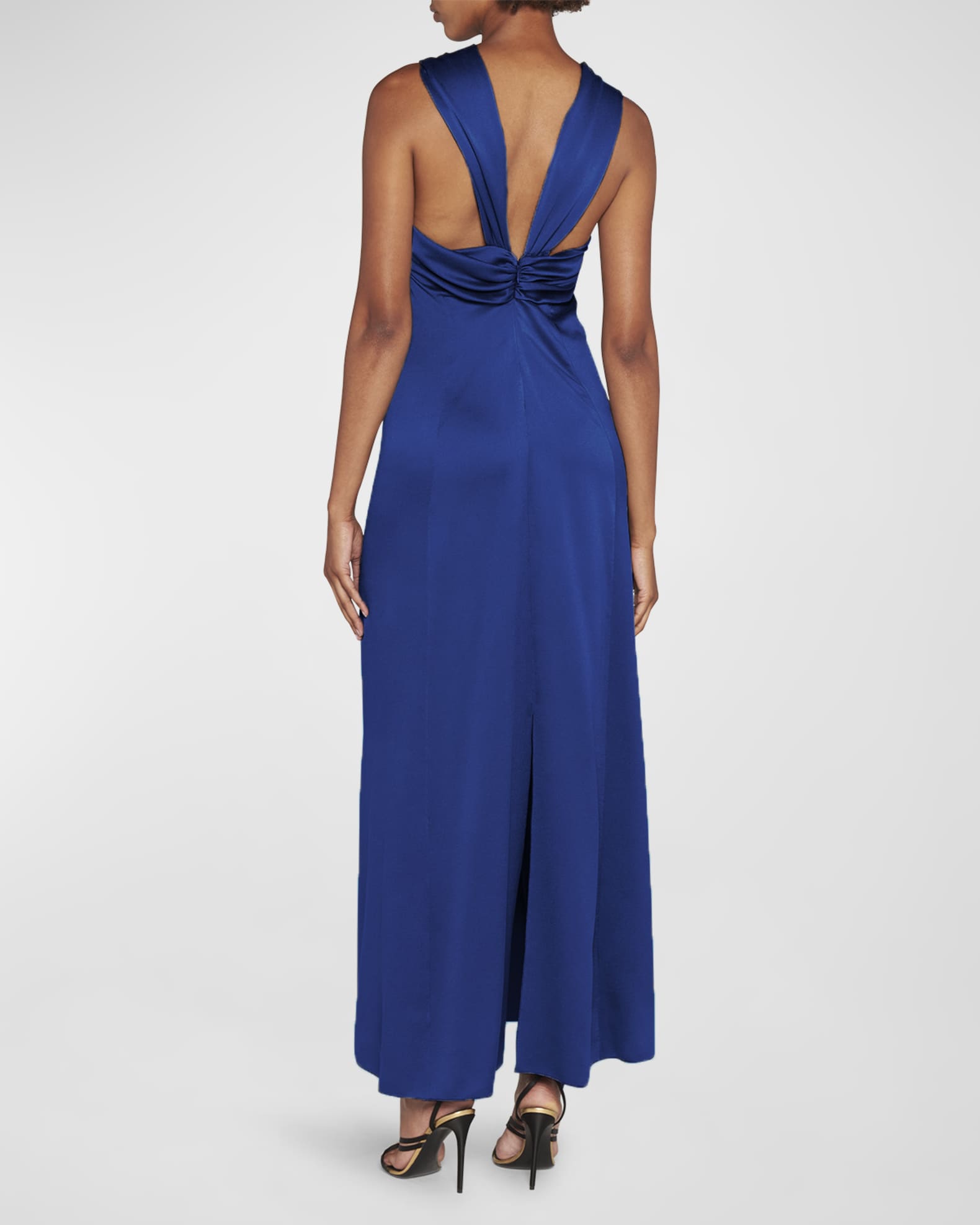 Giorgio Armani Pleated Halter Slit-Hem Silk Gown | Neiman Marcus