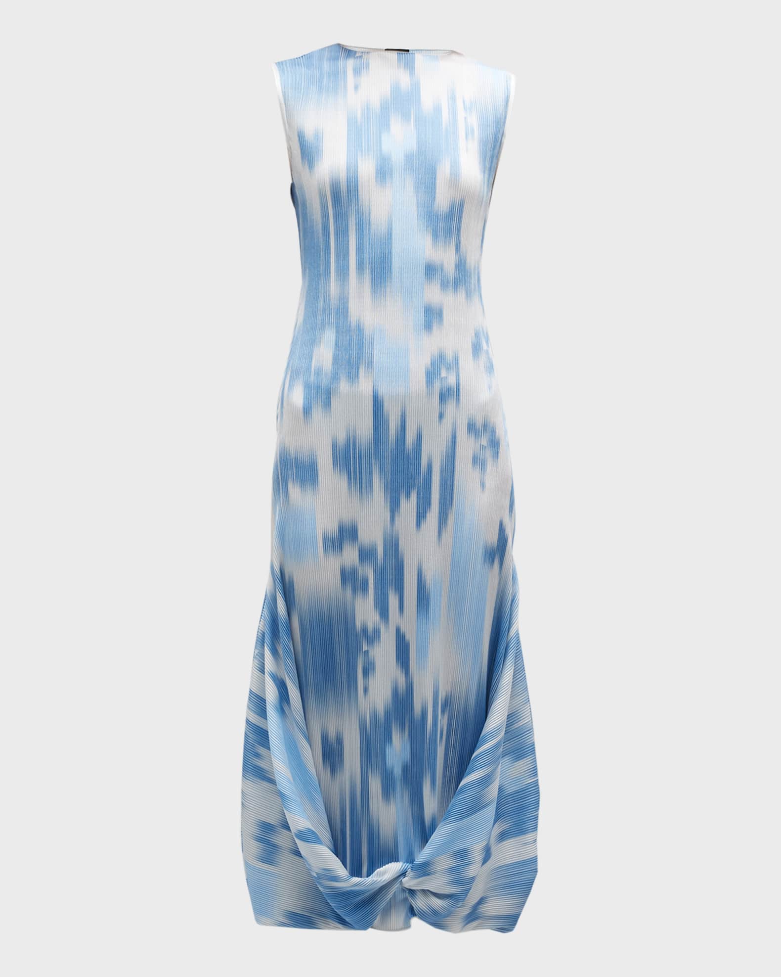 Giorgio Armani Abstract-Print Twisted-Hem Plisse Maxi Dress | Neiman Marcus