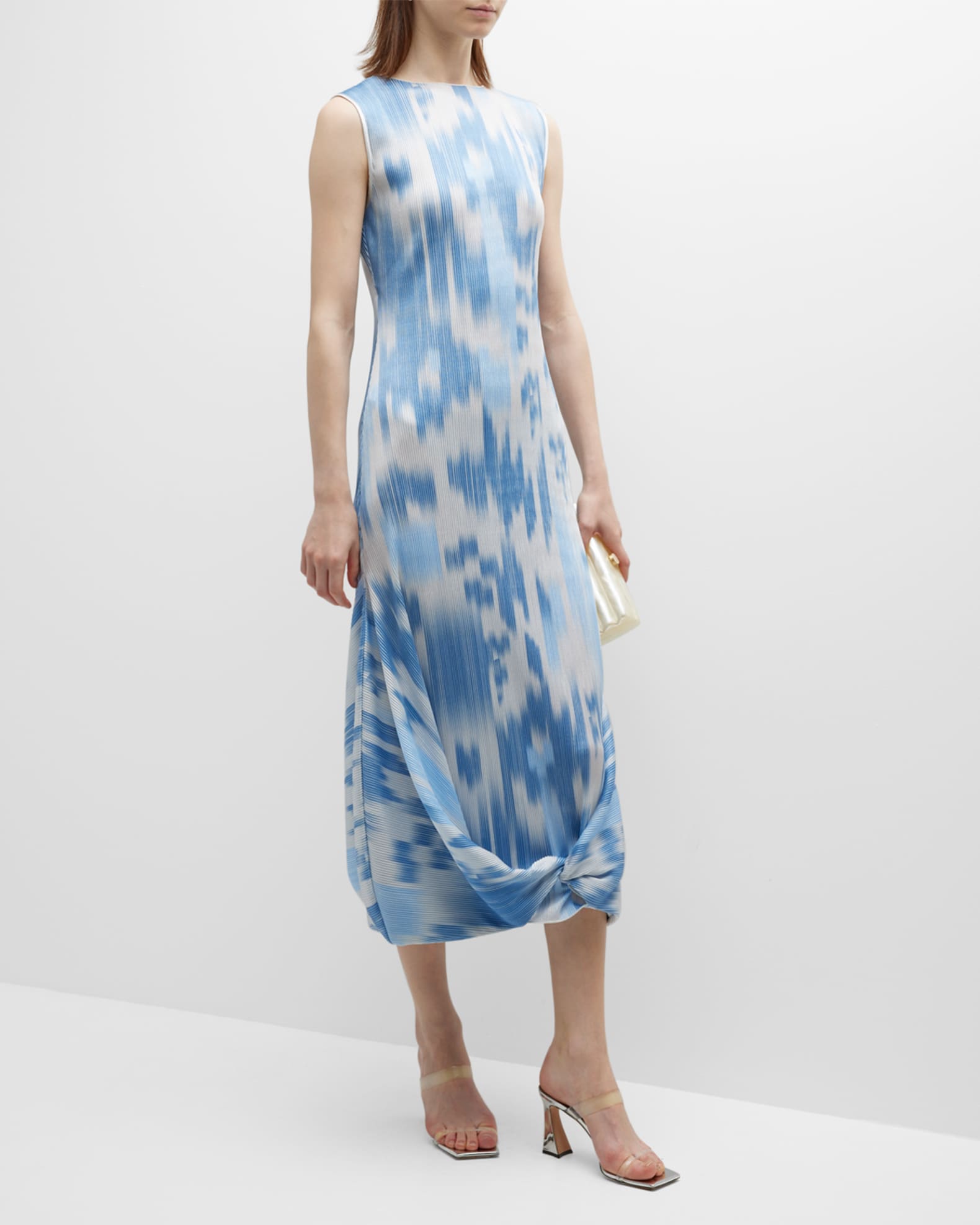 Giorgio Armani Abstract-Print Twisted-Hem Plisse Maxi Dress | Neiman Marcus