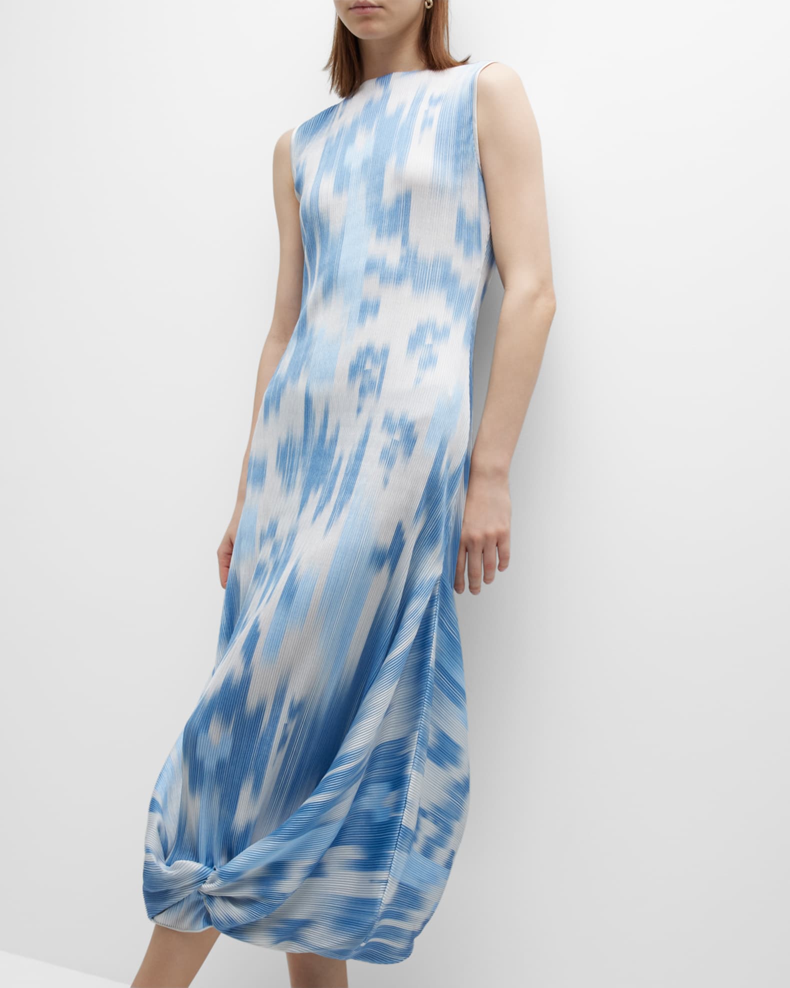 Giorgio Armani Abstract-Print Twisted-Hem Plisse Maxi Dress | Neiman Marcus