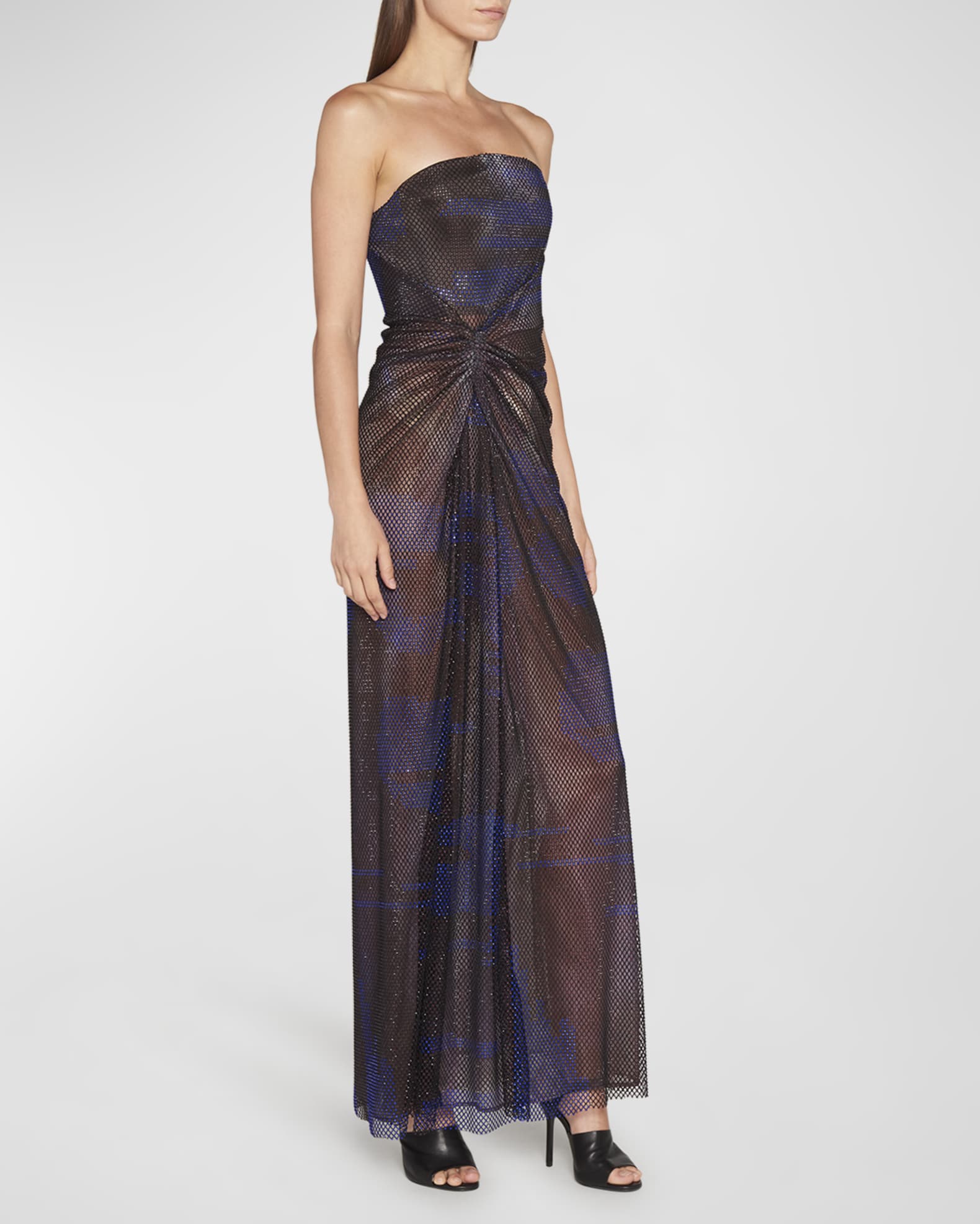 Giorgio Armani Strass Mesh Gathered Strapless Gown | Neiman Marcus