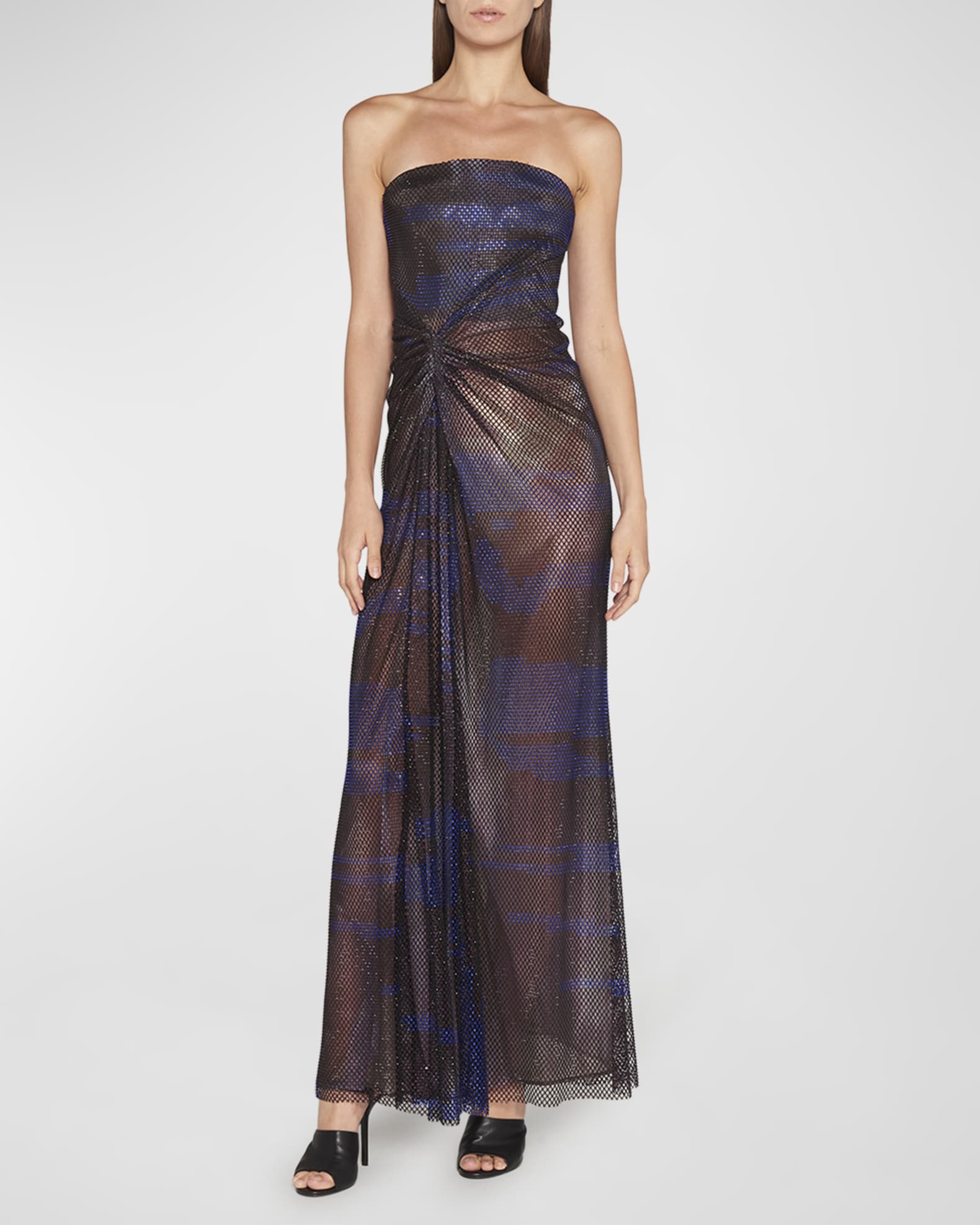 Giorgio Armani Strass Mesh Gathered Strapless Gown | Neiman Marcus