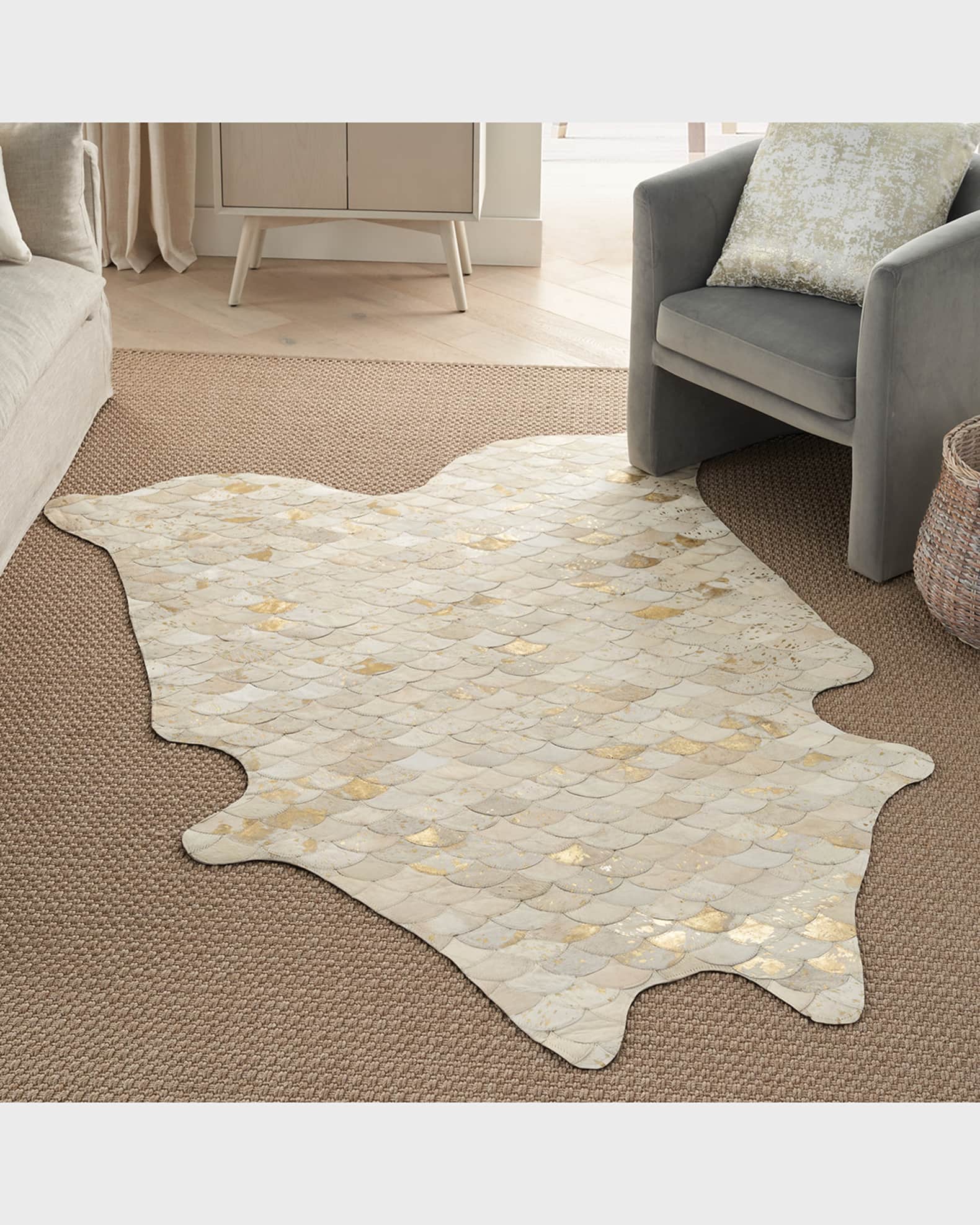 Nourison Scalloped Hair on Hide Rug, 5' x 7' | Neiman Marcus