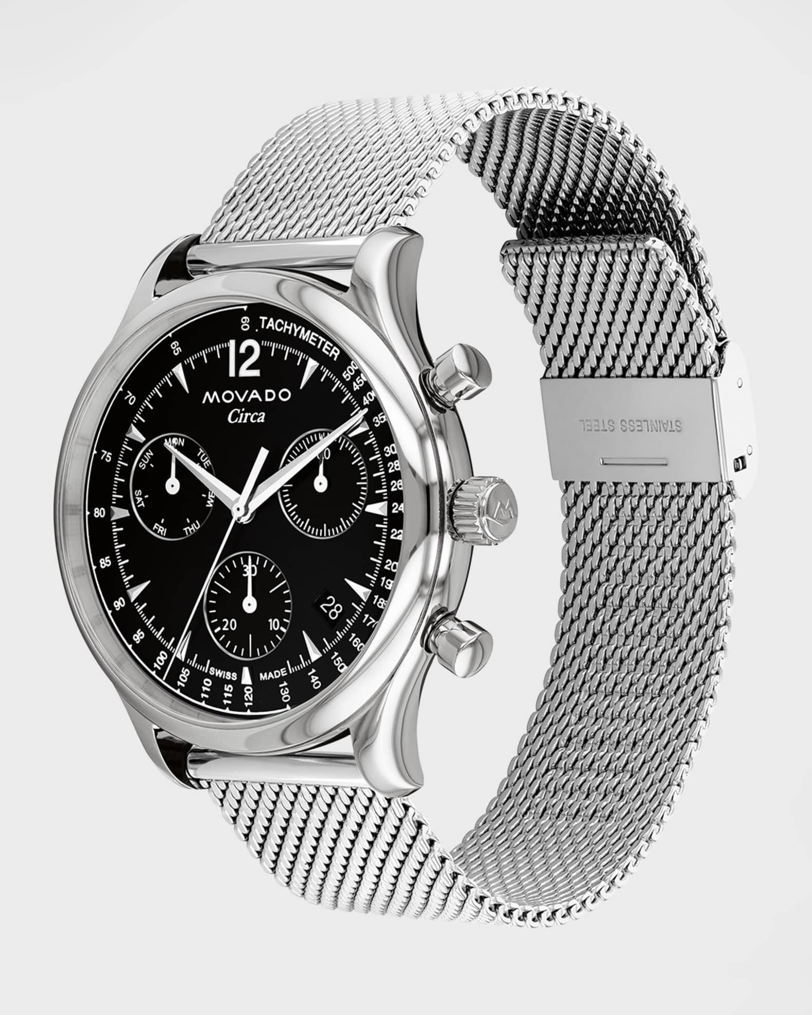 Movado Men's Circa Heritage Series Chronograph Mesh Bracelet Watch ...