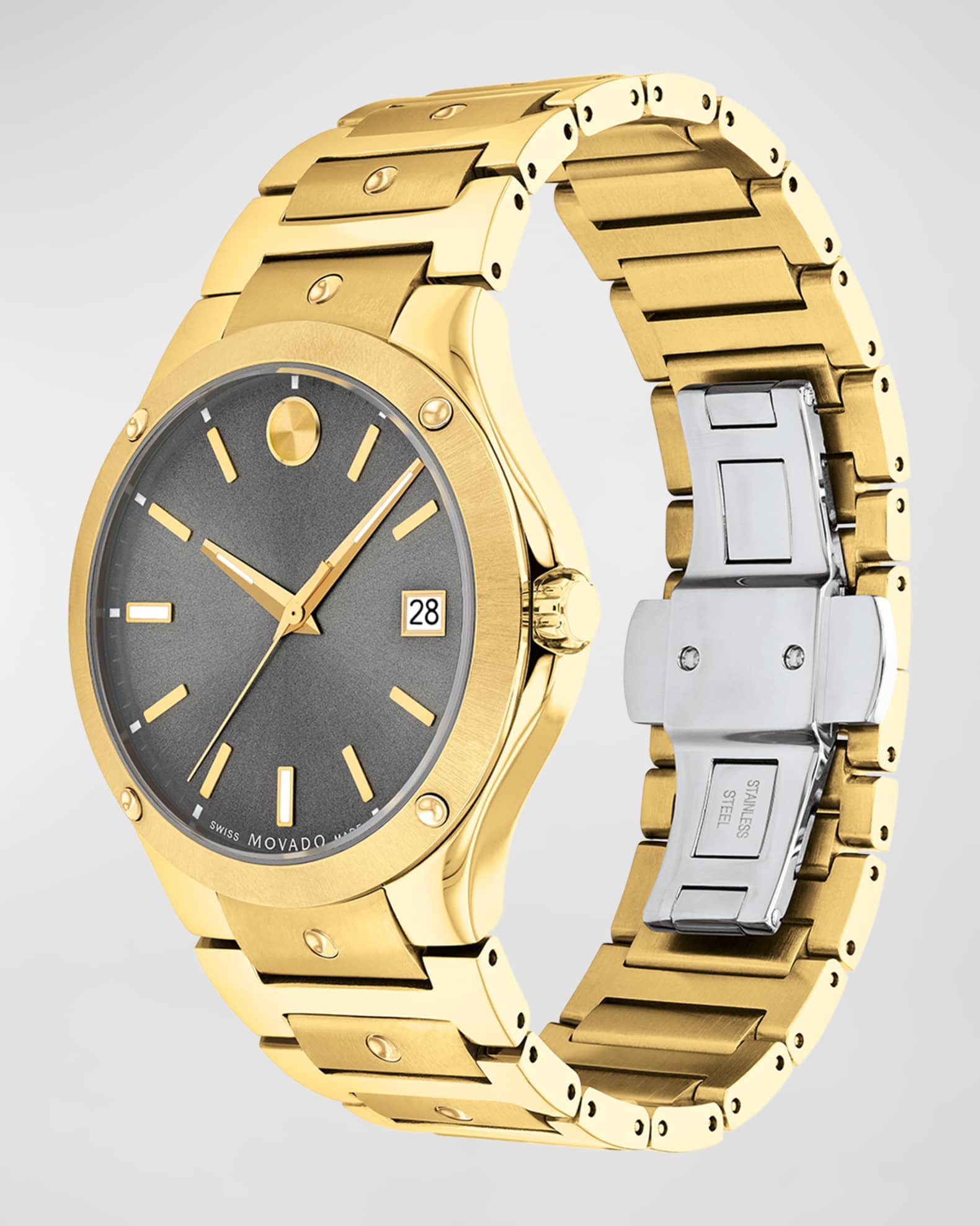 Movado SE Yellow Gold PVD Bracelet Watch, 41mm | Neiman Marcus