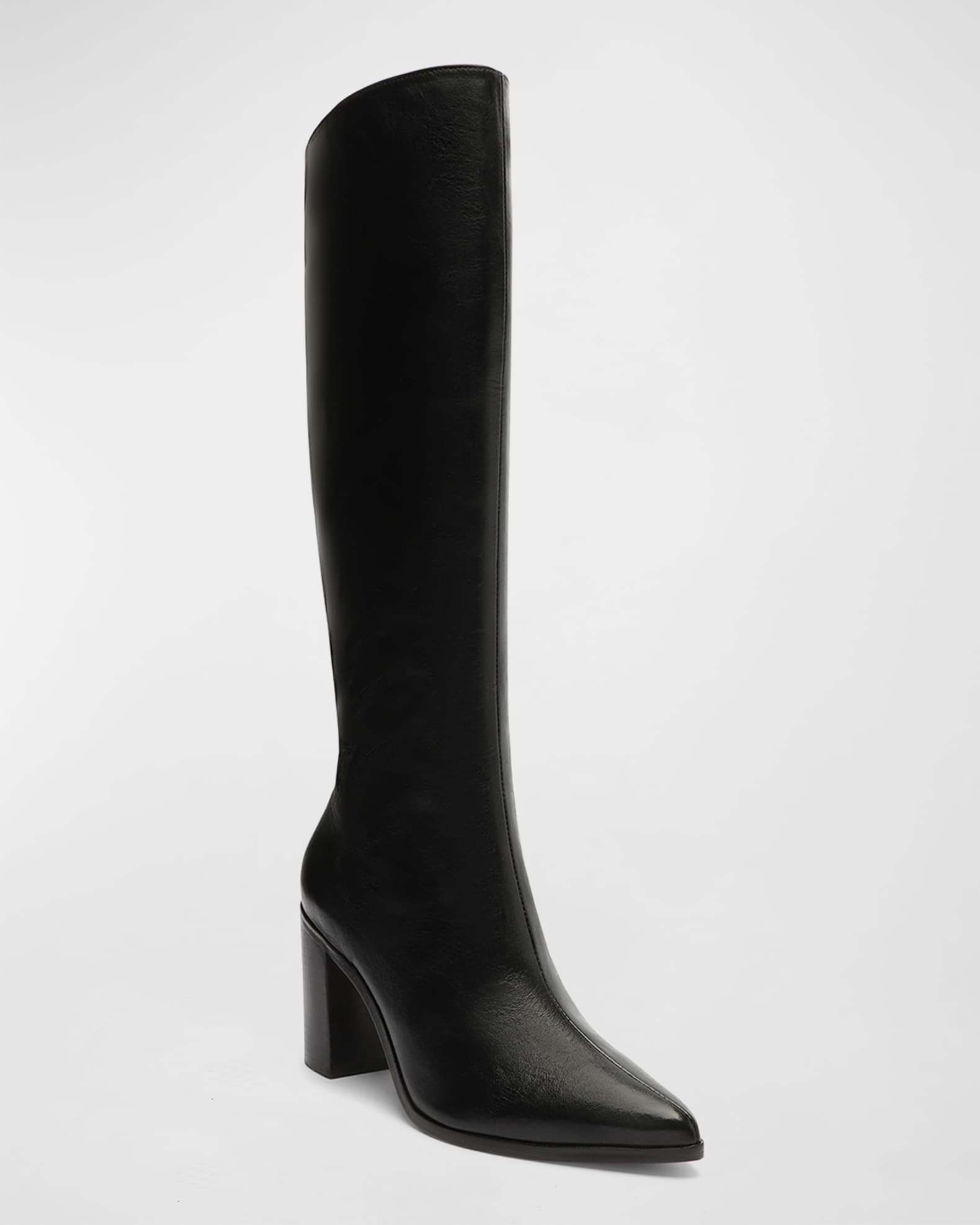 Schutz Mikki Leather Block-Heel Knee Boots | Neiman Marcus