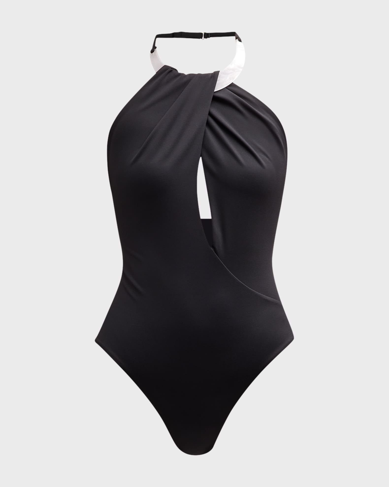 SIMKHAI Bindi Pearl Draped One-Piece Swimsuit | Neiman Marcus