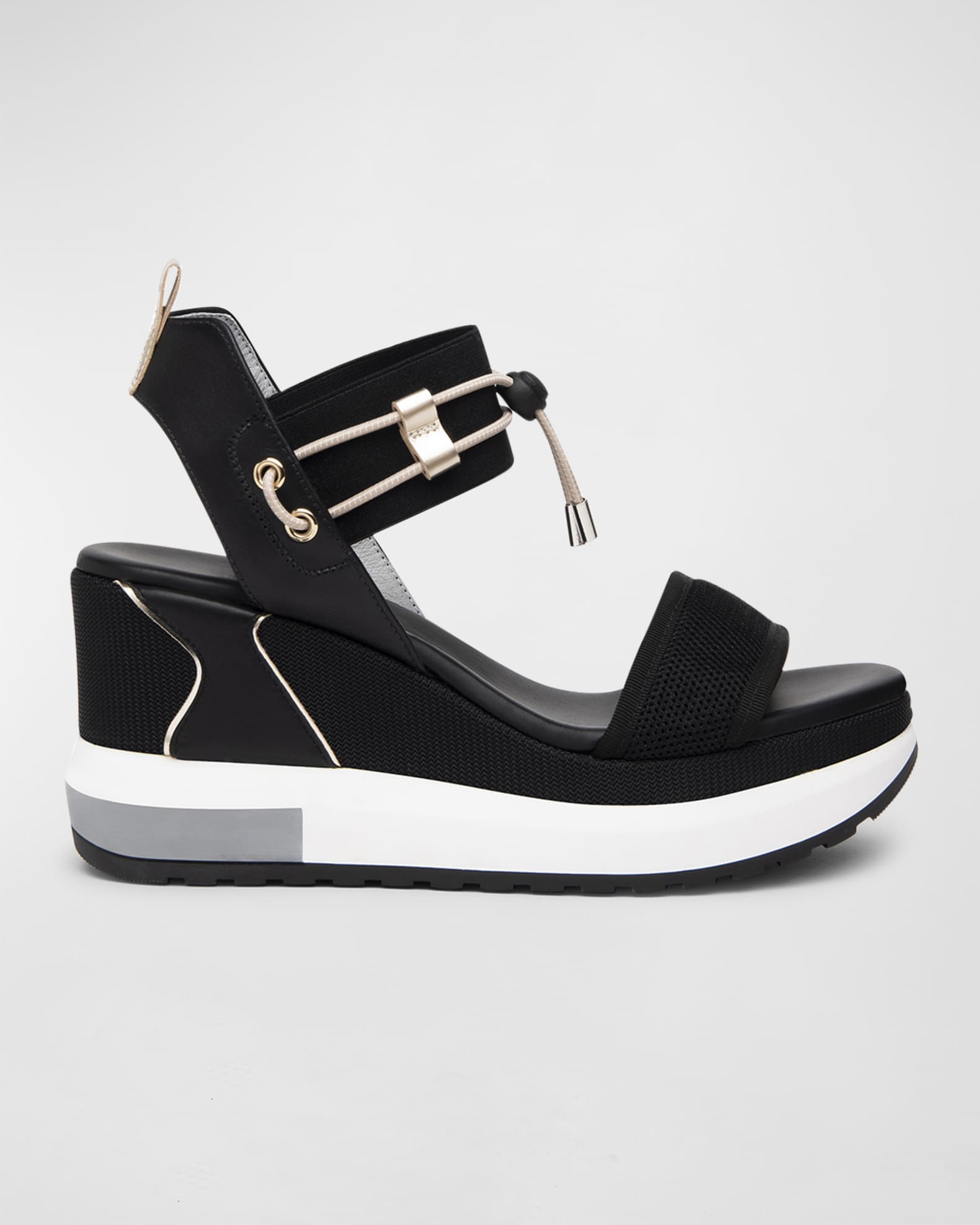 NeroGiardini Platform Wedge Sandals with Bungee Detail | Neiman Marcus