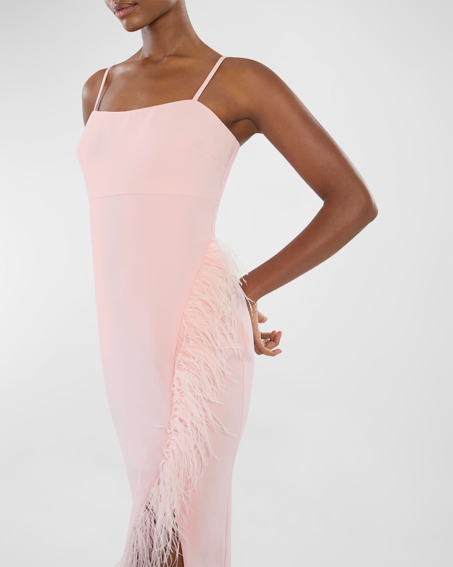 Likely Nelly Feather-Trim Slit Column Gown | Neiman Marcus