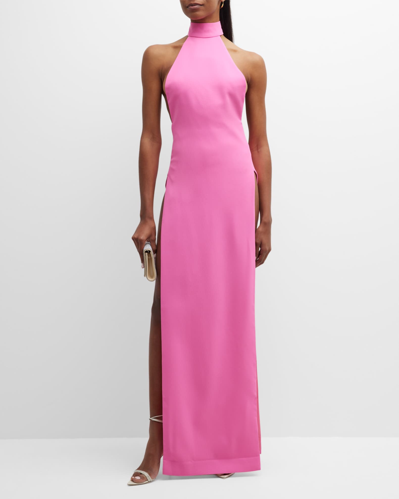 MONOT Halter Thigh-Slits Gown | Neiman Marcus