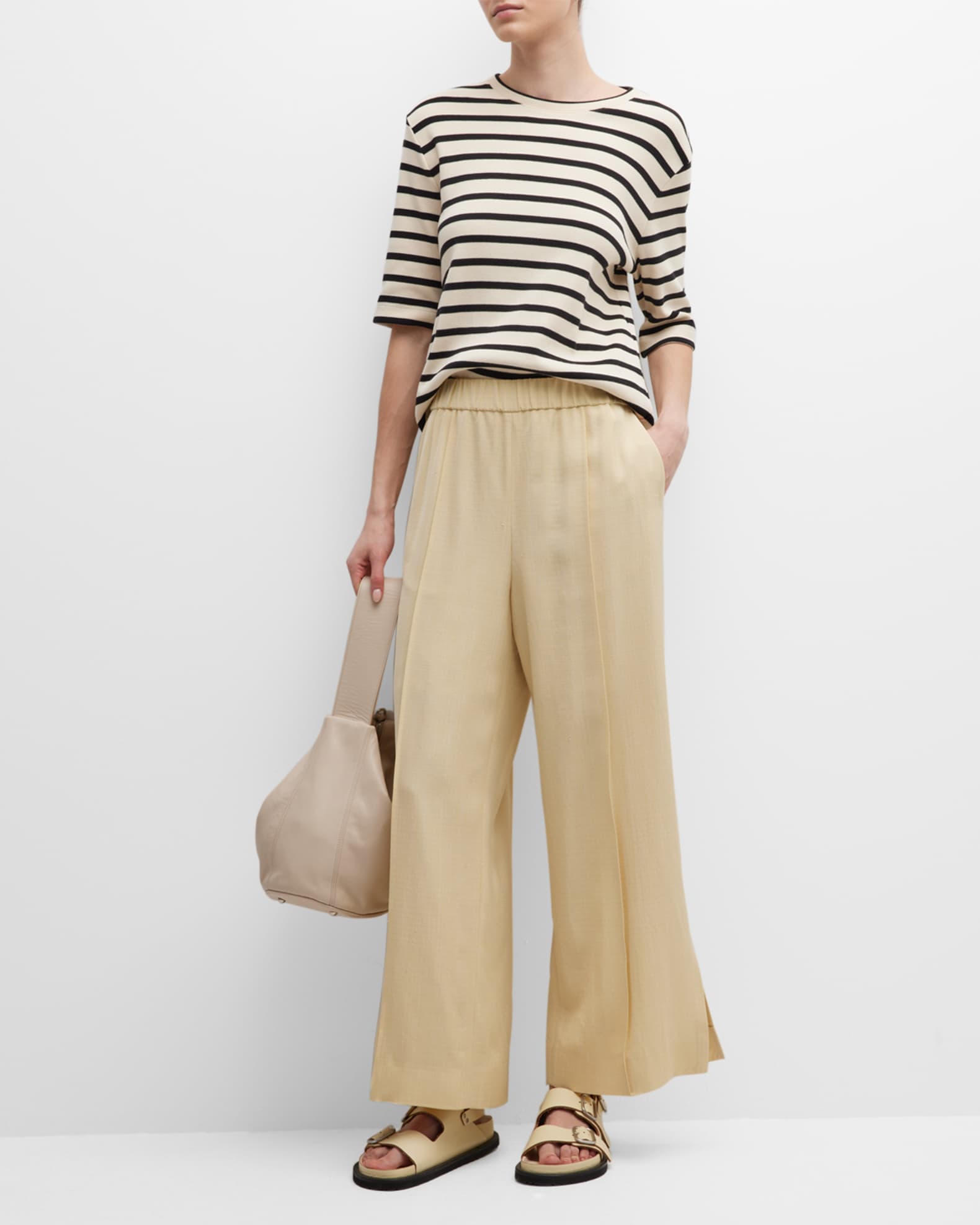 Jil Sander Track Inspired Wide-Leg Slit-Hem Pull-On Pants | Neiman Marcus