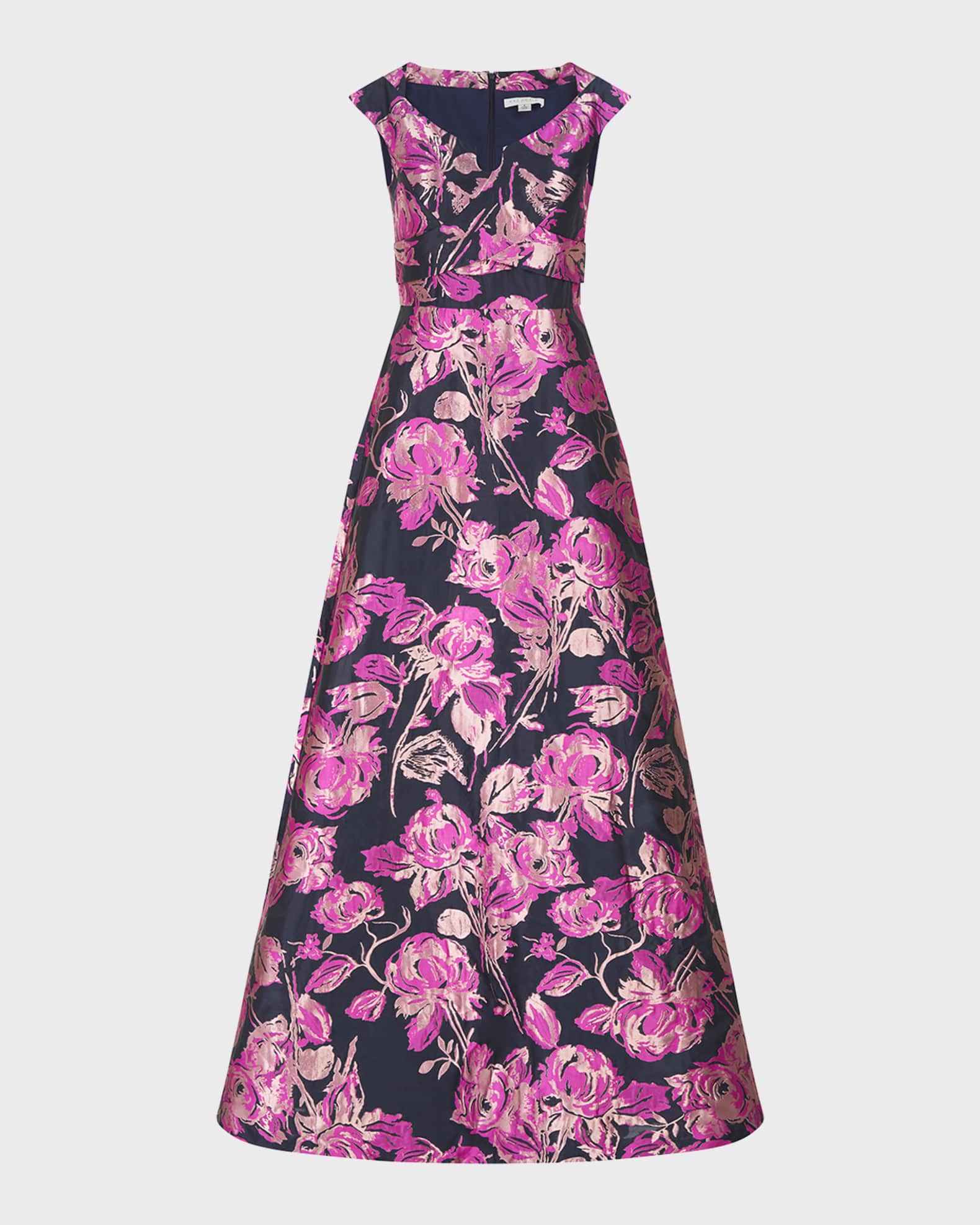 Kay Unger New York Sleeveless Draped Floral Jacquard Gown | Neiman Marcus