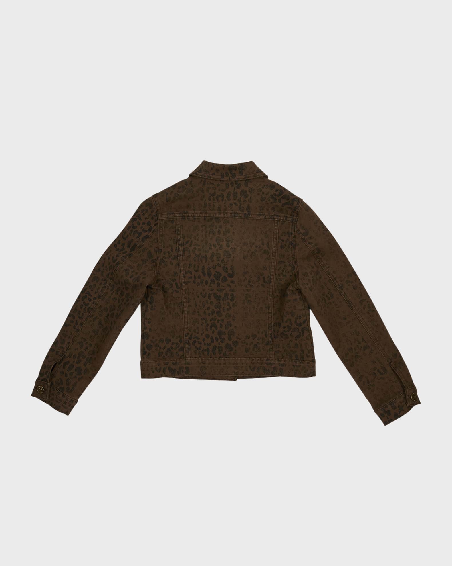 Girl's Faded Leopard-Print Denim Jackets | Neiman Marcus