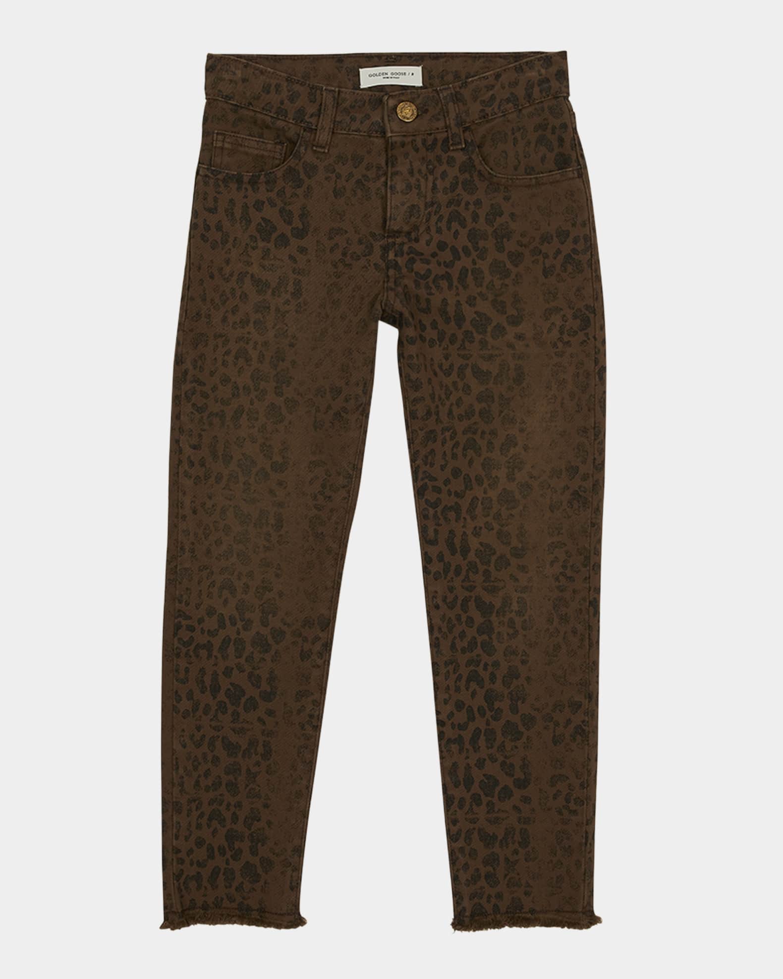 Girl's Faded Leopard-Print Jeans | Neiman Marcus