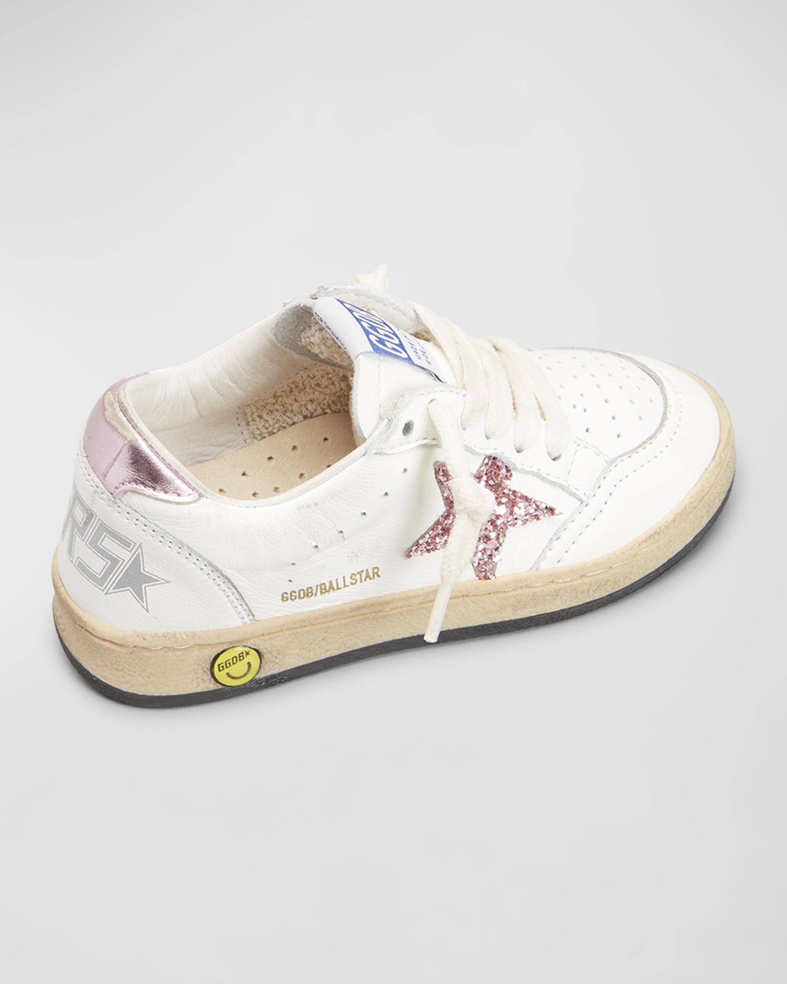 Golden Goose Girl's Ballstar Leather Glitter Sneakers, Baby/Toddlers ...