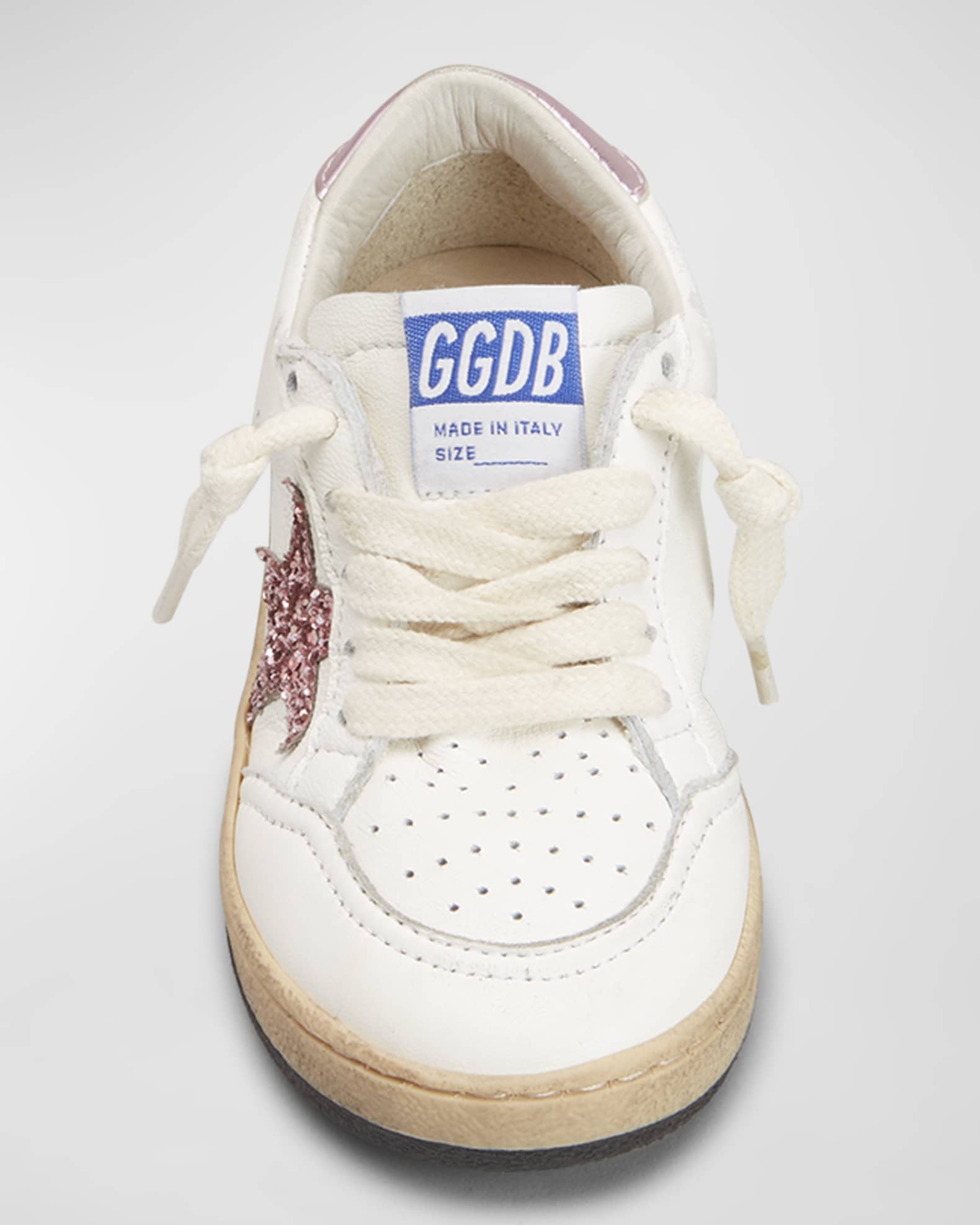 Girl's Ballstar Leather Glitter Sneakers | Neiman Marcus