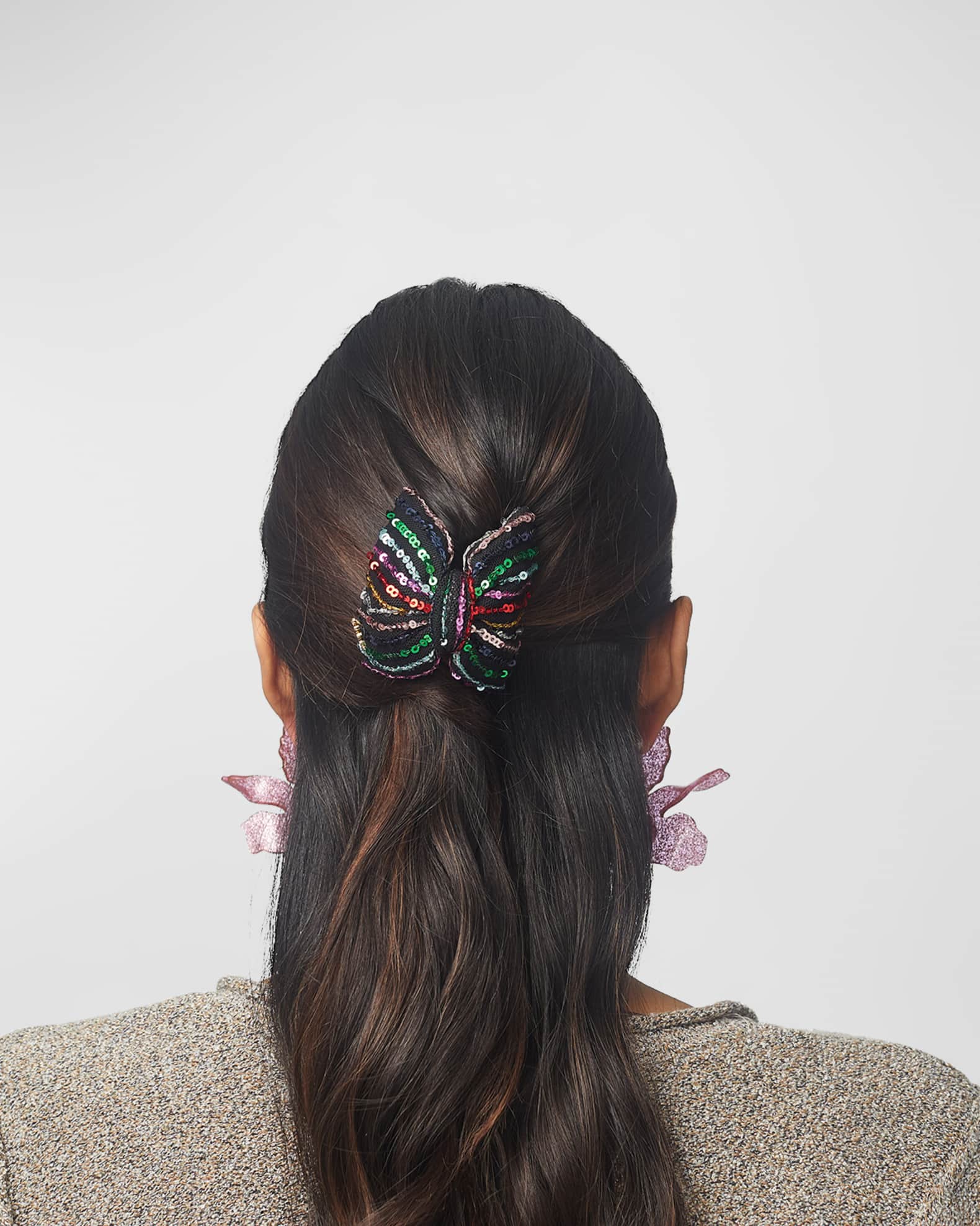 Lele Sadoughi Simone Striped Sequin Claw Clip | Neiman Marcus