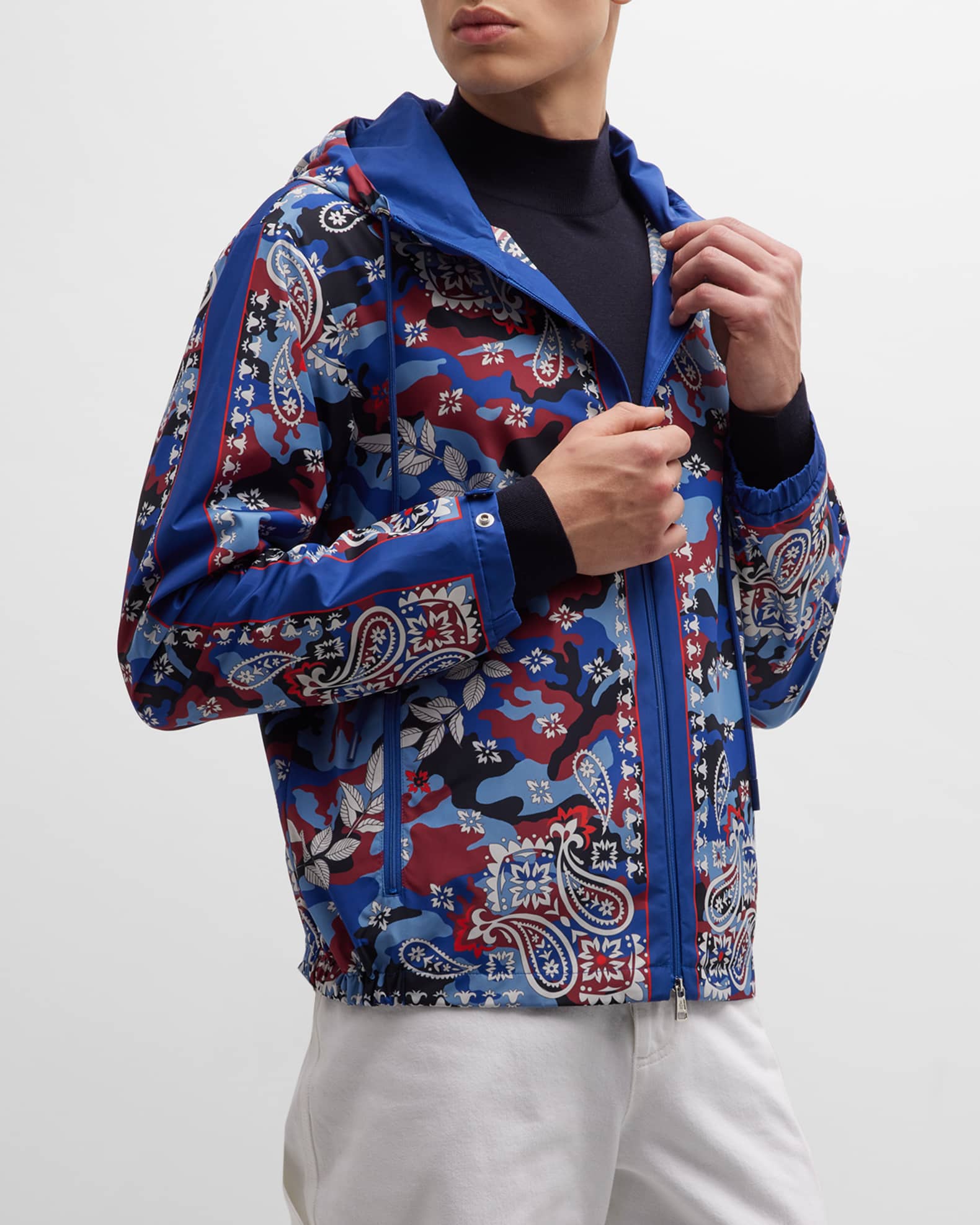 Moncler Men's Hotay Bandana Camo Hooded Jacket | Neiman Marcus