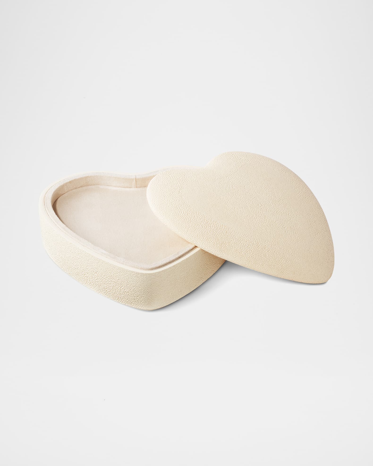 AERIN Faux Shagreen Heart Jewelry Box, Cream | Neiman Marcus