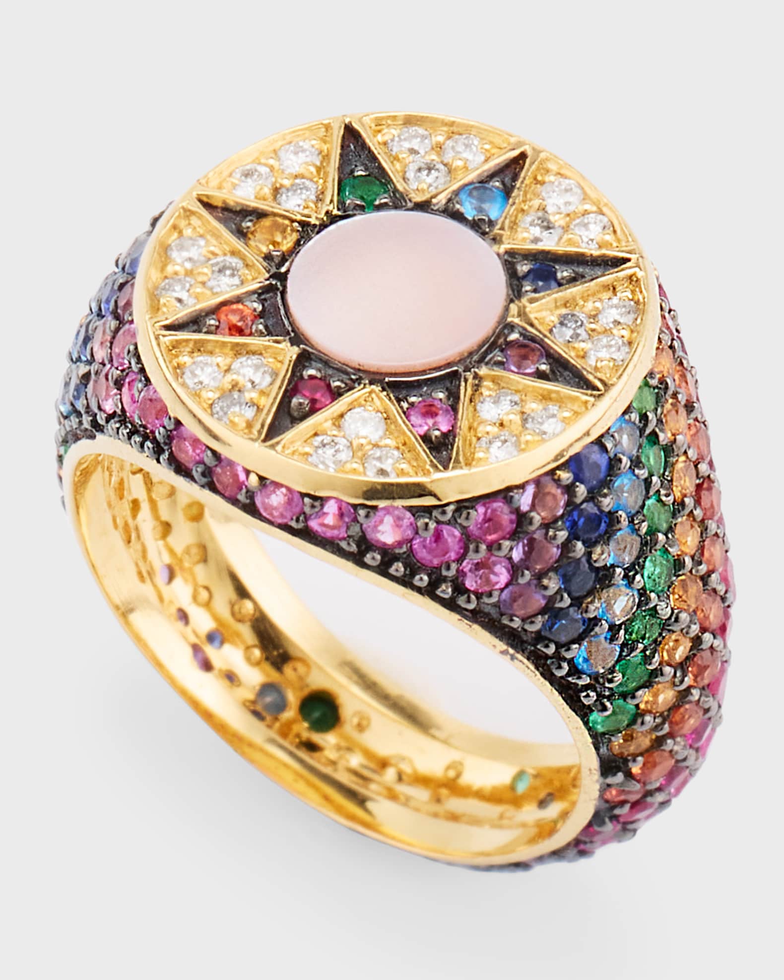 L'atelier Nawbar Ibiza Rainbow Emerald Pinky Ring, Size 4 | Neiman Marcus