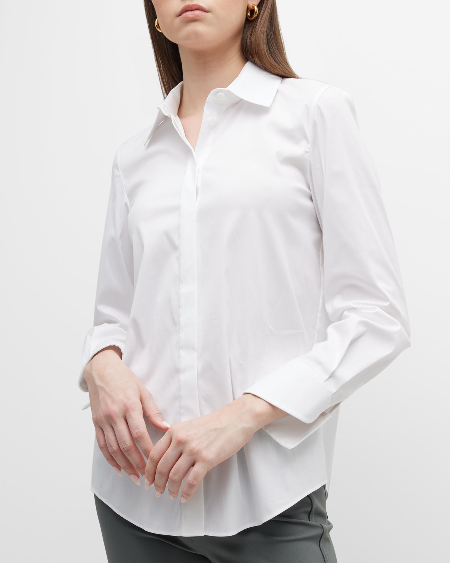 Lafayette 148 New York Plus Size Wright Button-Down Cotton-Blend Shirt ...