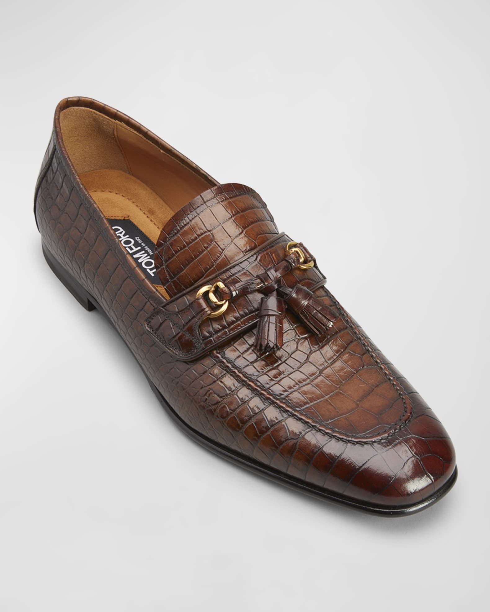 TOM FORD Men's Sean Alligator-Printed Leather Tassel Loafers | Neiman ...